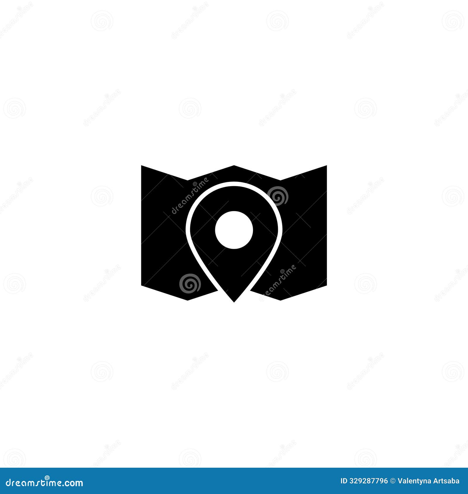 Black Map Icon with Location Pin, Symbolizing Navigation, GPS Direction ...
