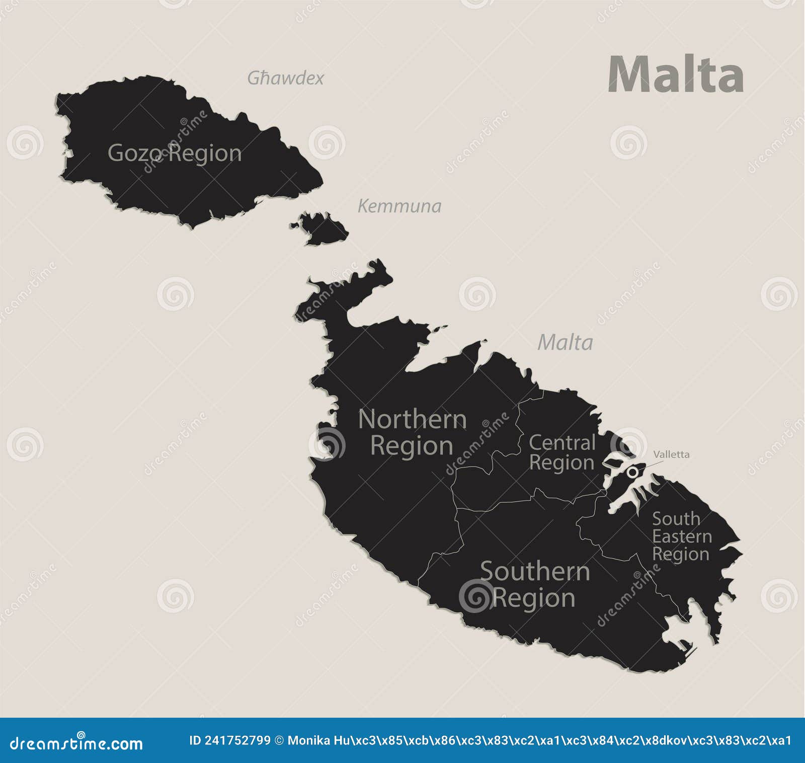 Malta Regions Map With Names, Infographics And Icons Vector ...