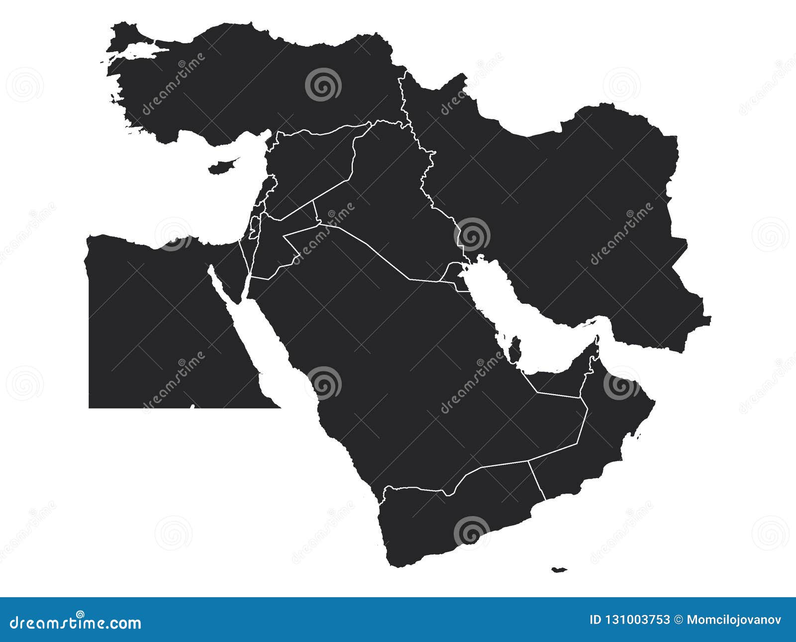 Black Map of the Middle East Stock Vector - Illustration of israel ...