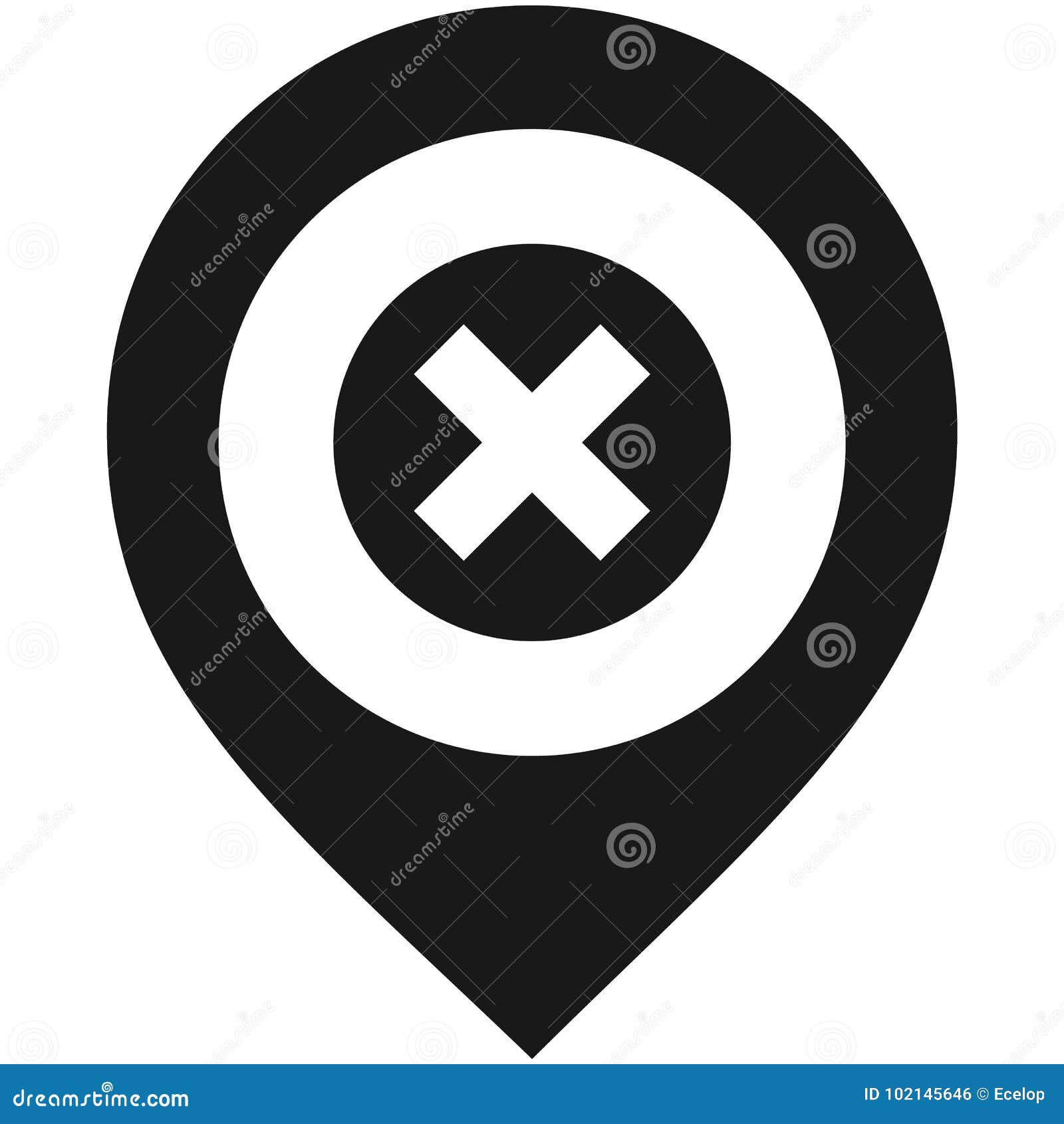 Black map pin, stock vector. Illustration of emblem - 102145646