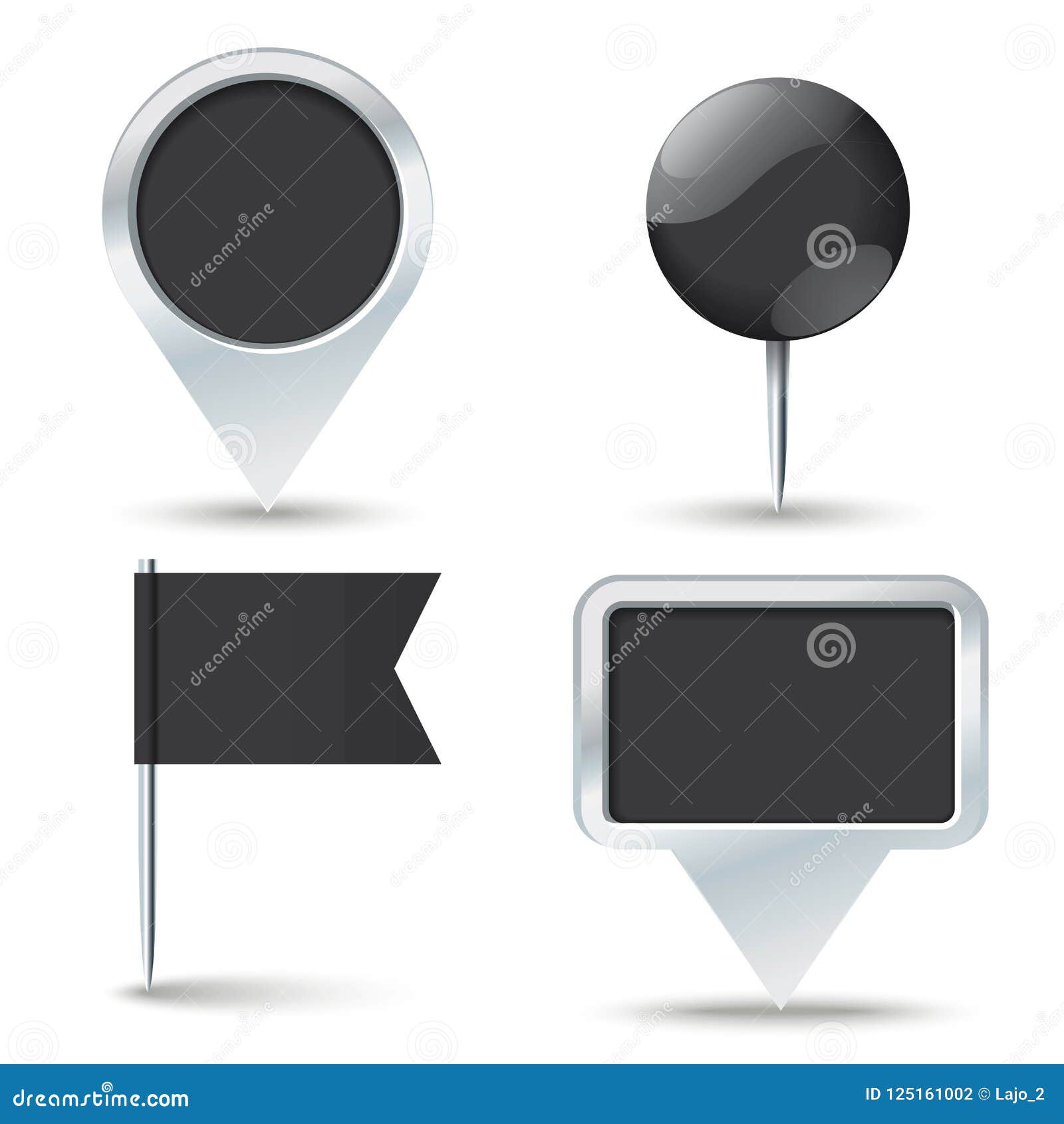 Black map pins stock vector. Illustration of flagpole - 125161002