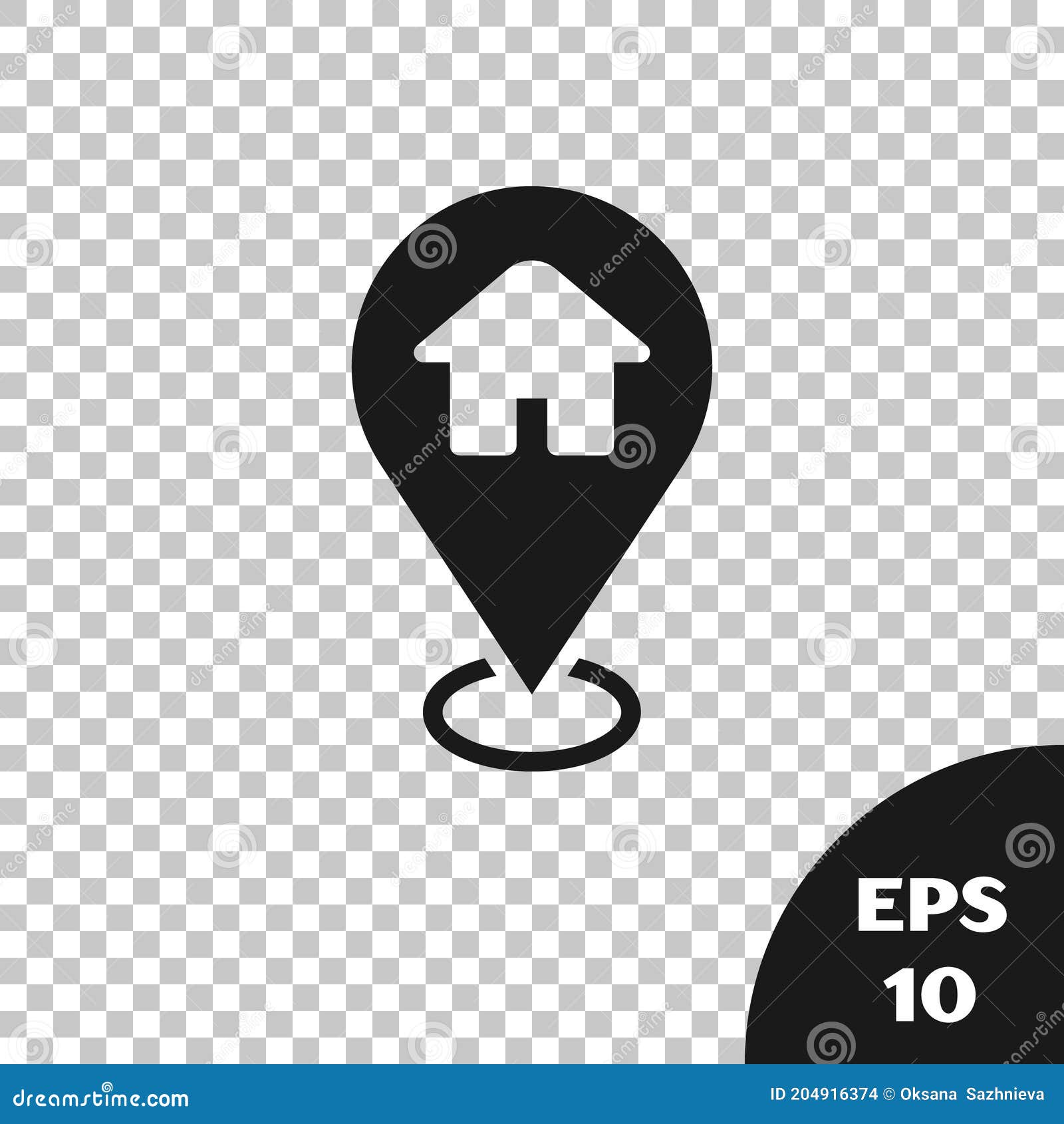 Black Map Pointer with House Icon Isolated on Transparent Background ...