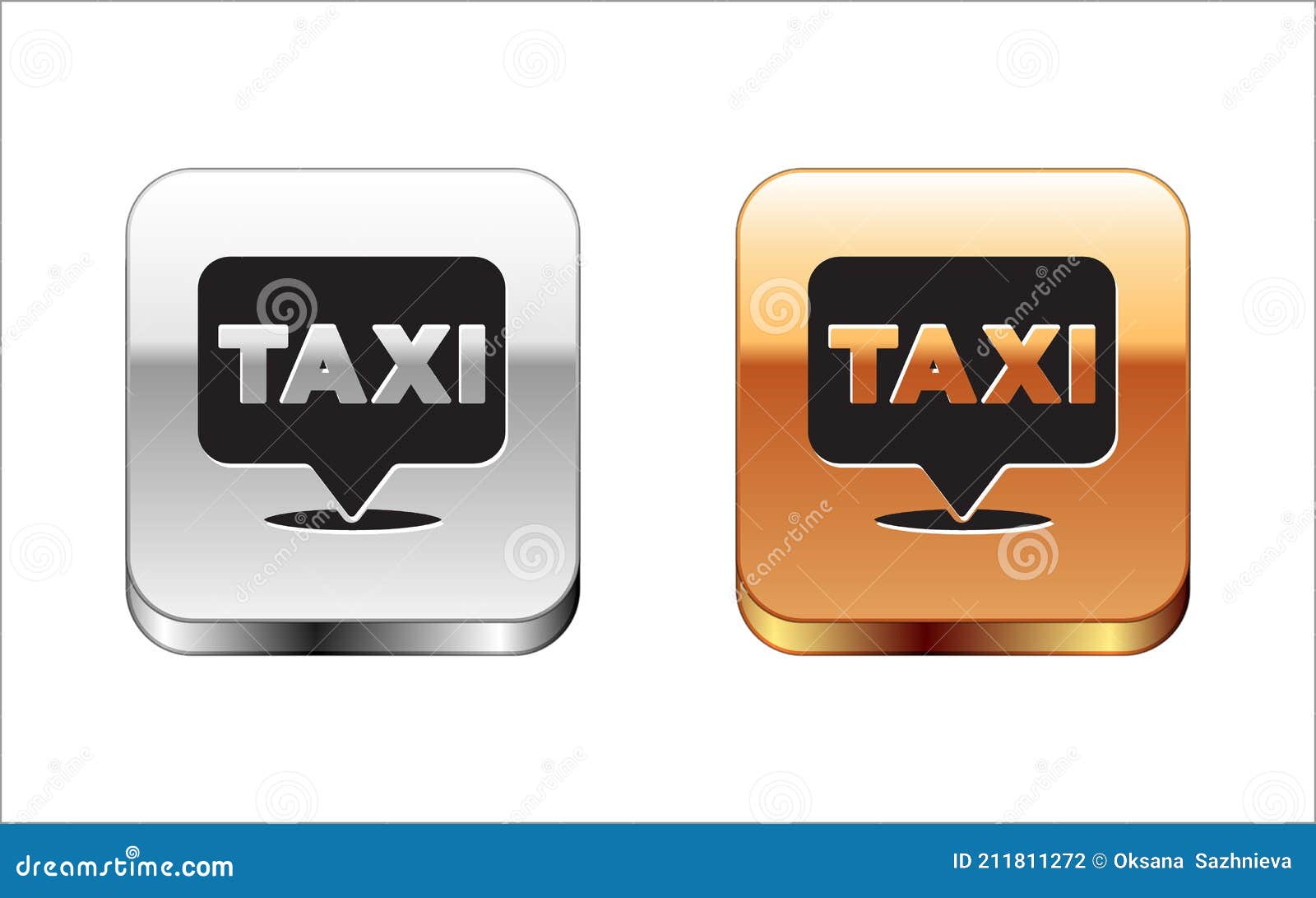 Black Map Pointer with Taxi Icon Isolated on White Background. Location ...