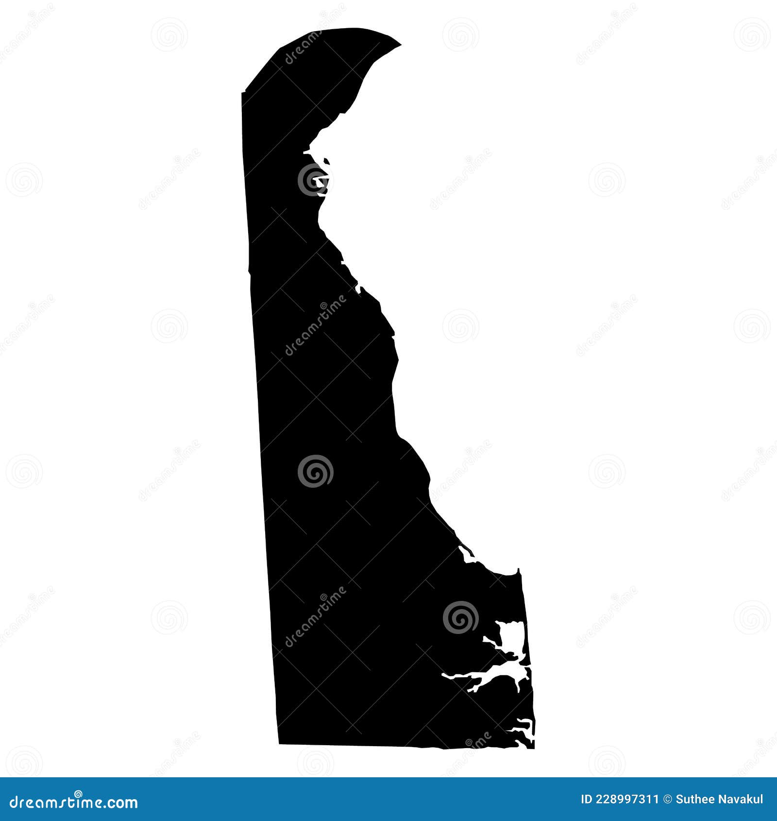 Black Map of State Delaware on White Background. High Detailed Vector ...