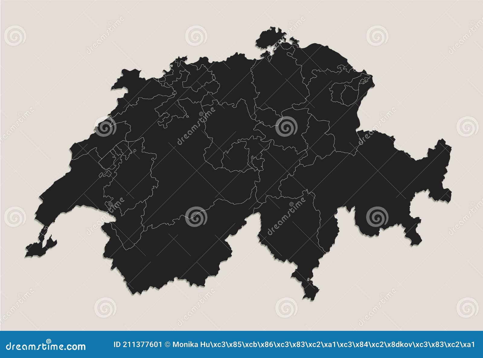 Switzerland - Blank Map Of Cantons Cartoon Vector | CartoonDealer.com ...