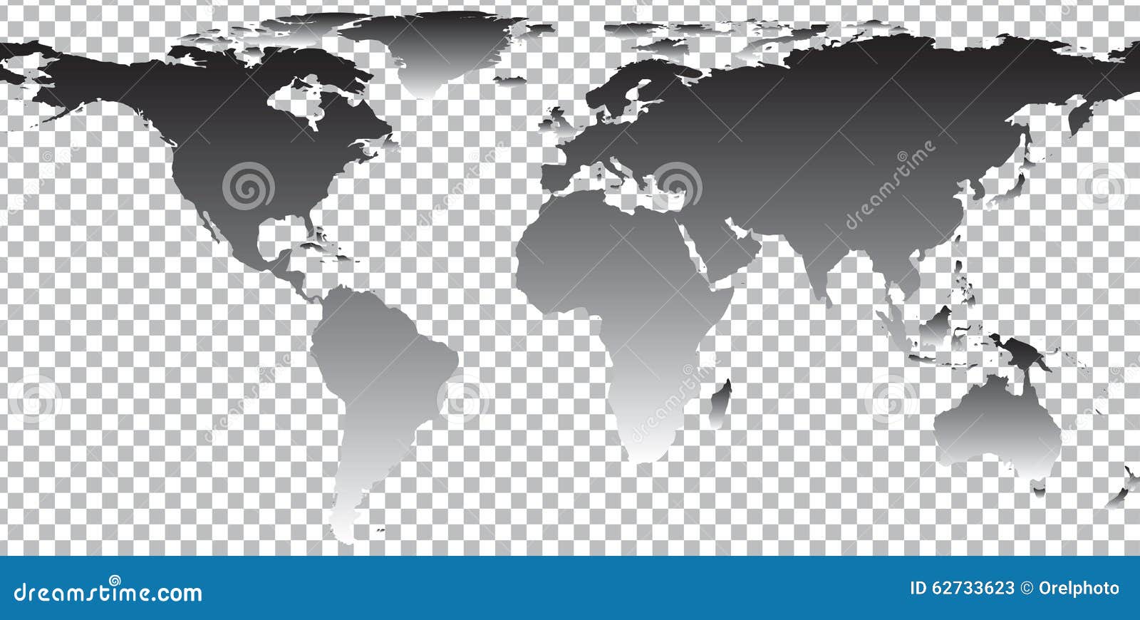 Black Map of World on Transparent Background Stock Vector ...