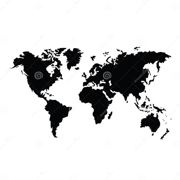 Black map of the world stock vector. Illustration of earth - 89769822