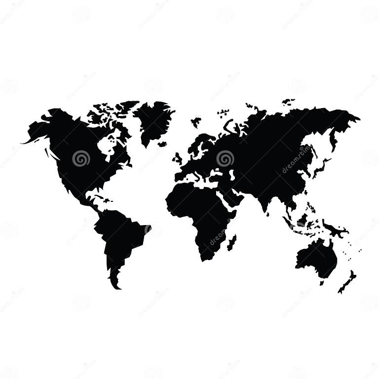 Black map of the world stock vector. Illustration of earth - 89769822