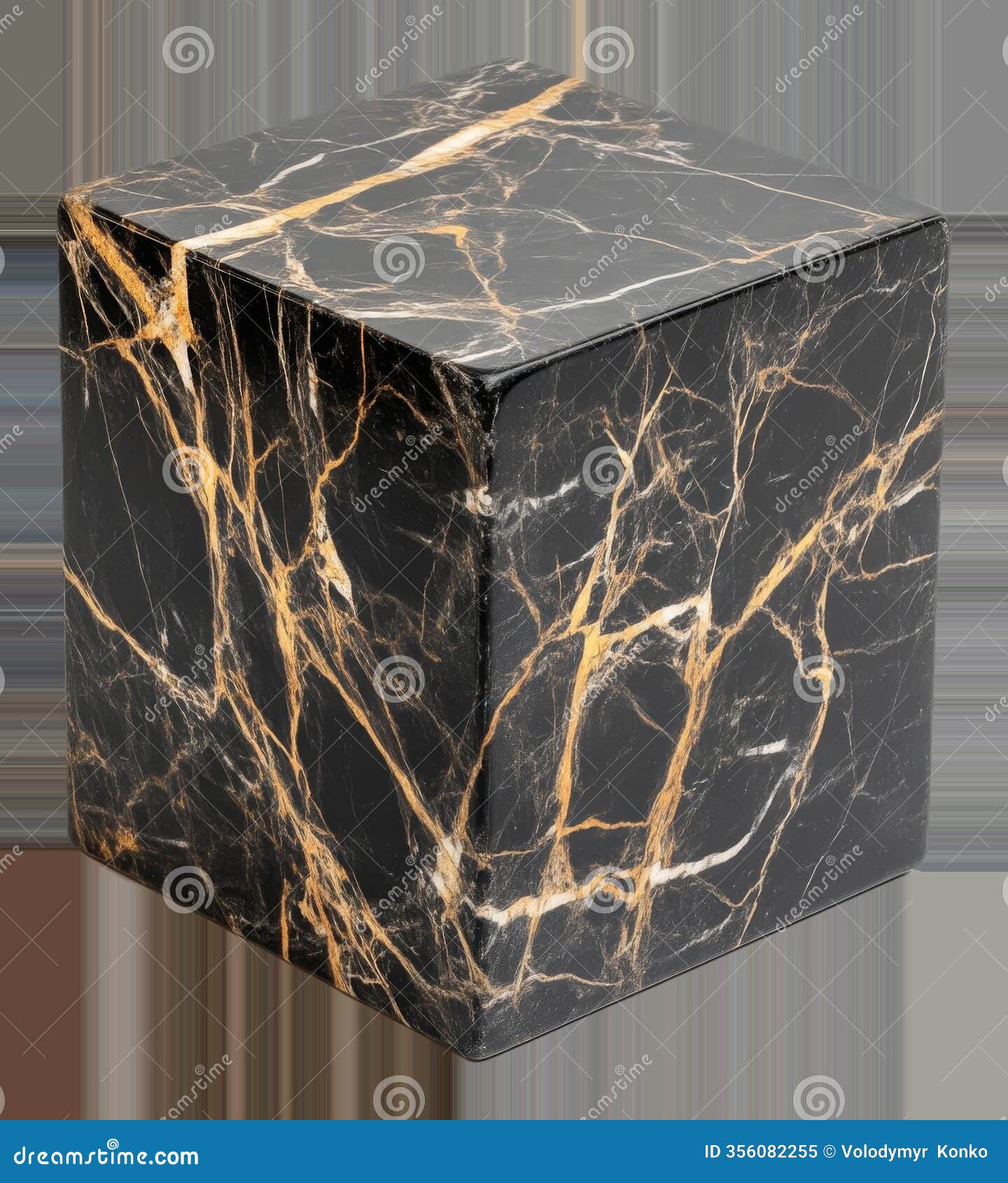 Black Marble Cube with Golden Veins, Elegant Design Stock Illustration ...