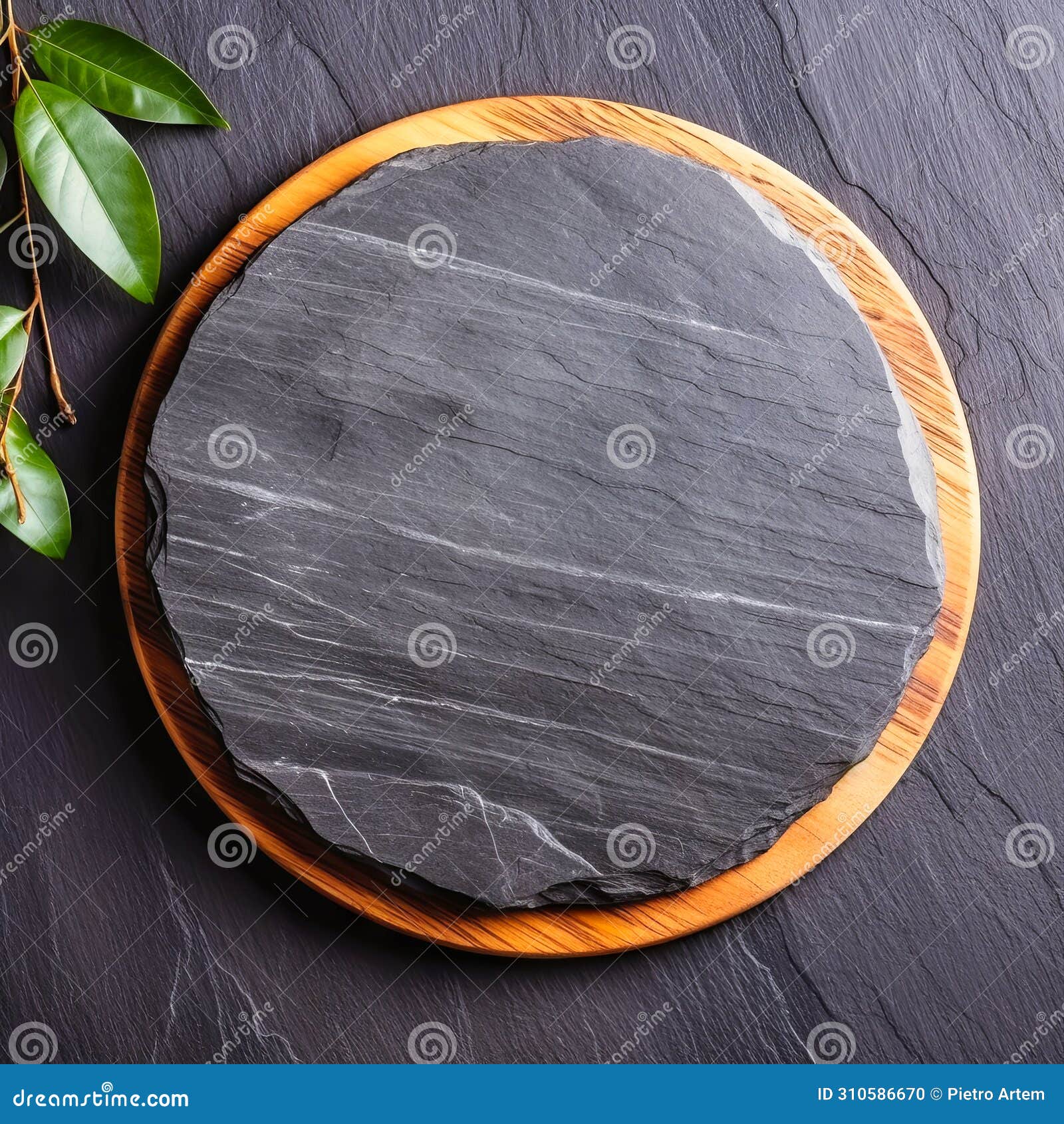 Black Marble Plate on Table Stock Photo - Image of surface, sleek ...