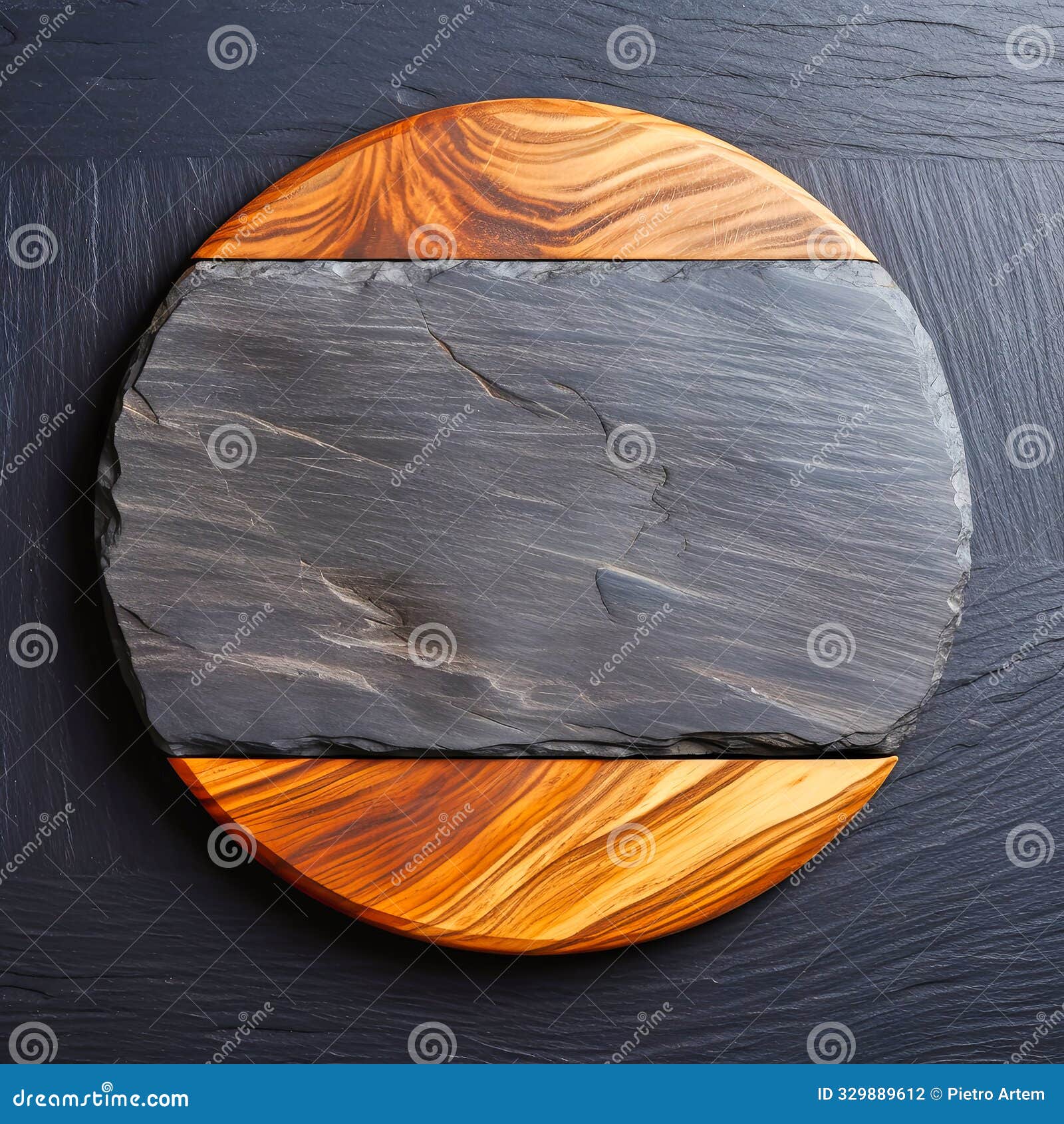 Black Marble Plate on Table Stock Photo - Image of placement, stylish ...