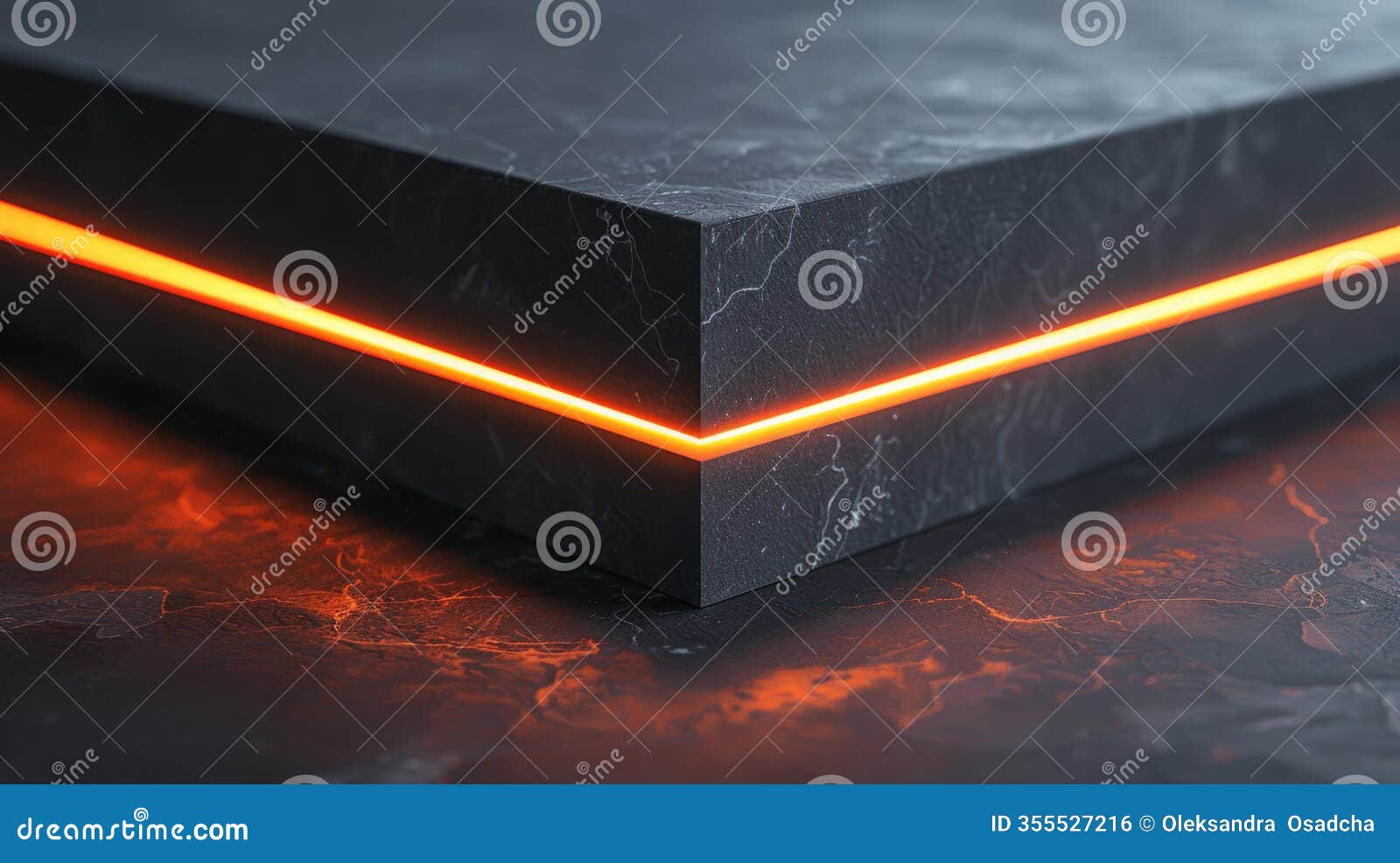 Black Marble Slab with Orange Neon Light Stock Photo - Image of modern ...