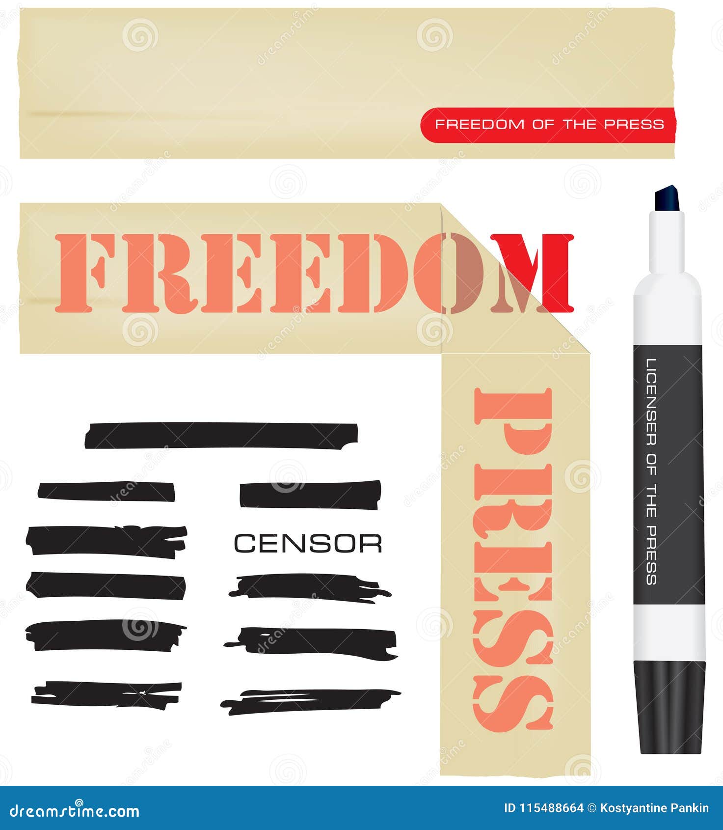 Set of censors stock vector. Illustration of assurance - 115488664