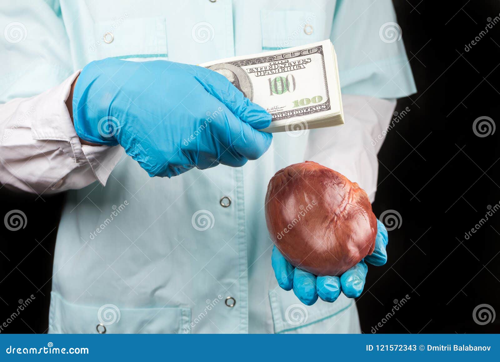 The Black Market for Human Organs. Selling a Heart Stock Image - Image ...