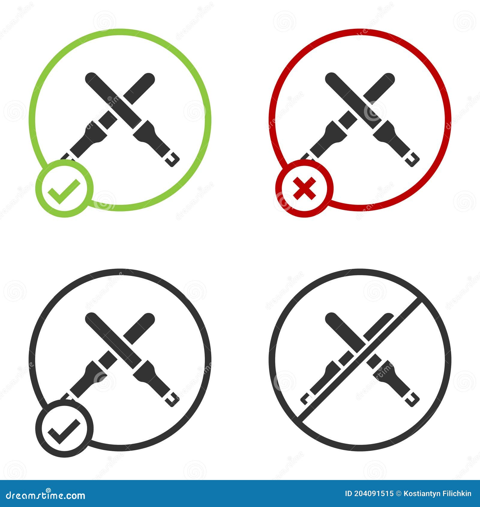 Black Marshalling Wands For The Aircraft Icon Isolated On White ...