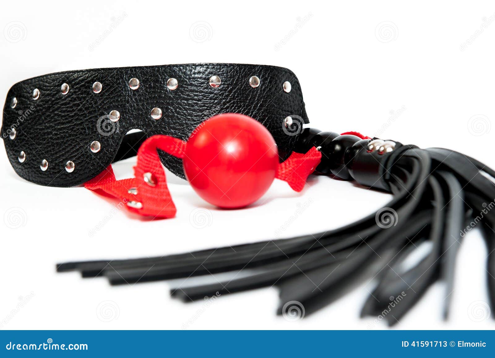 Black Mask, Ballgag and Flogging Whip Stock Image - Image of bondage ...