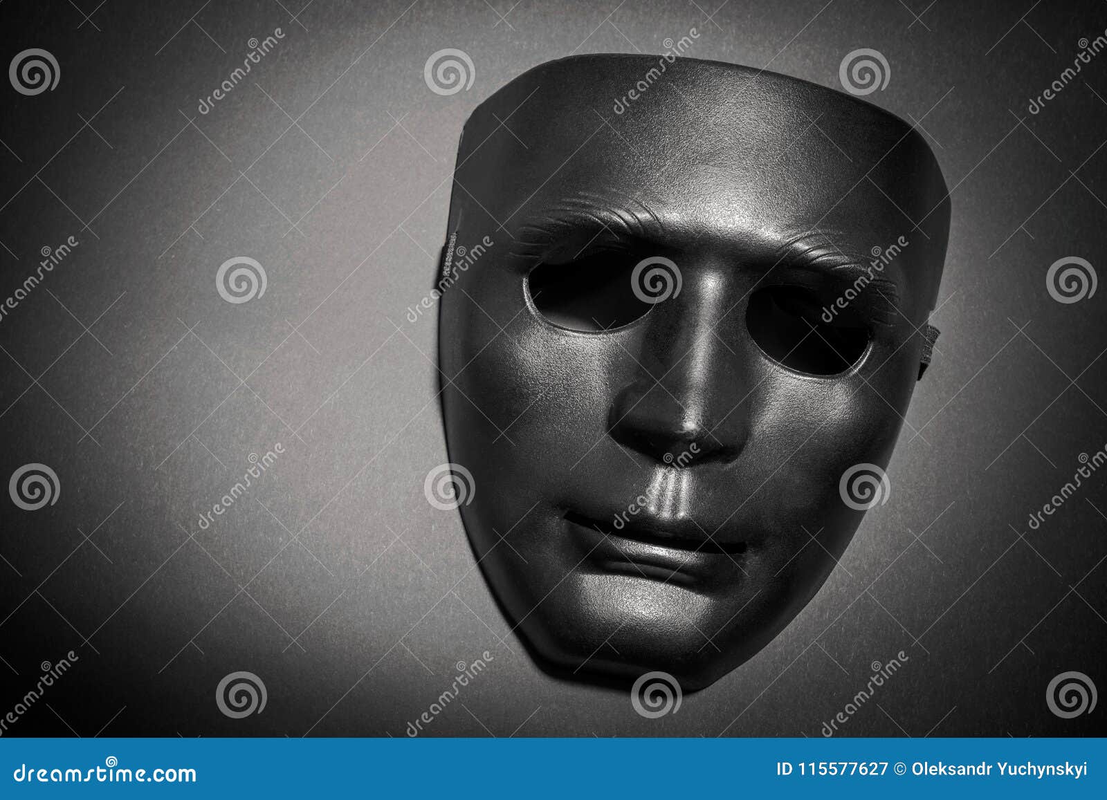 Black Mask Under a Ray of Light Stock Image - Image of human, shine ...