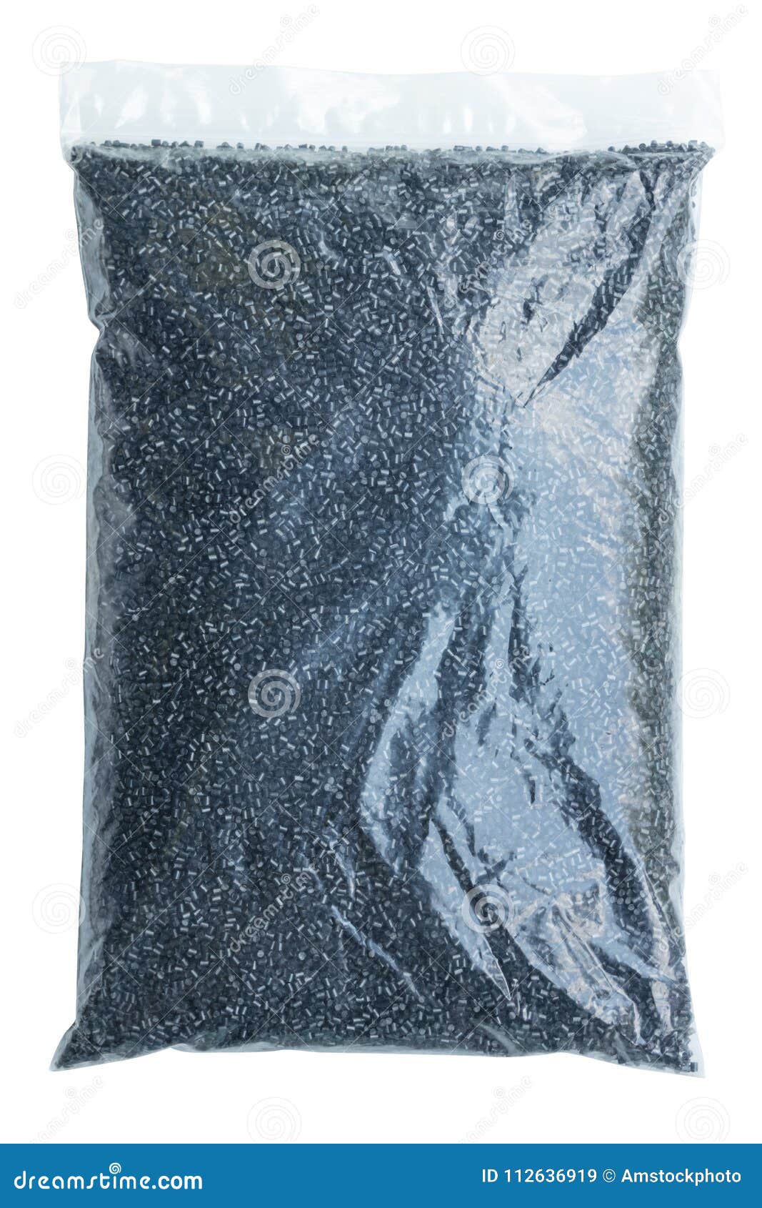 Black Masterbatch in Plastic Bag Isolated on White Background Stock ...