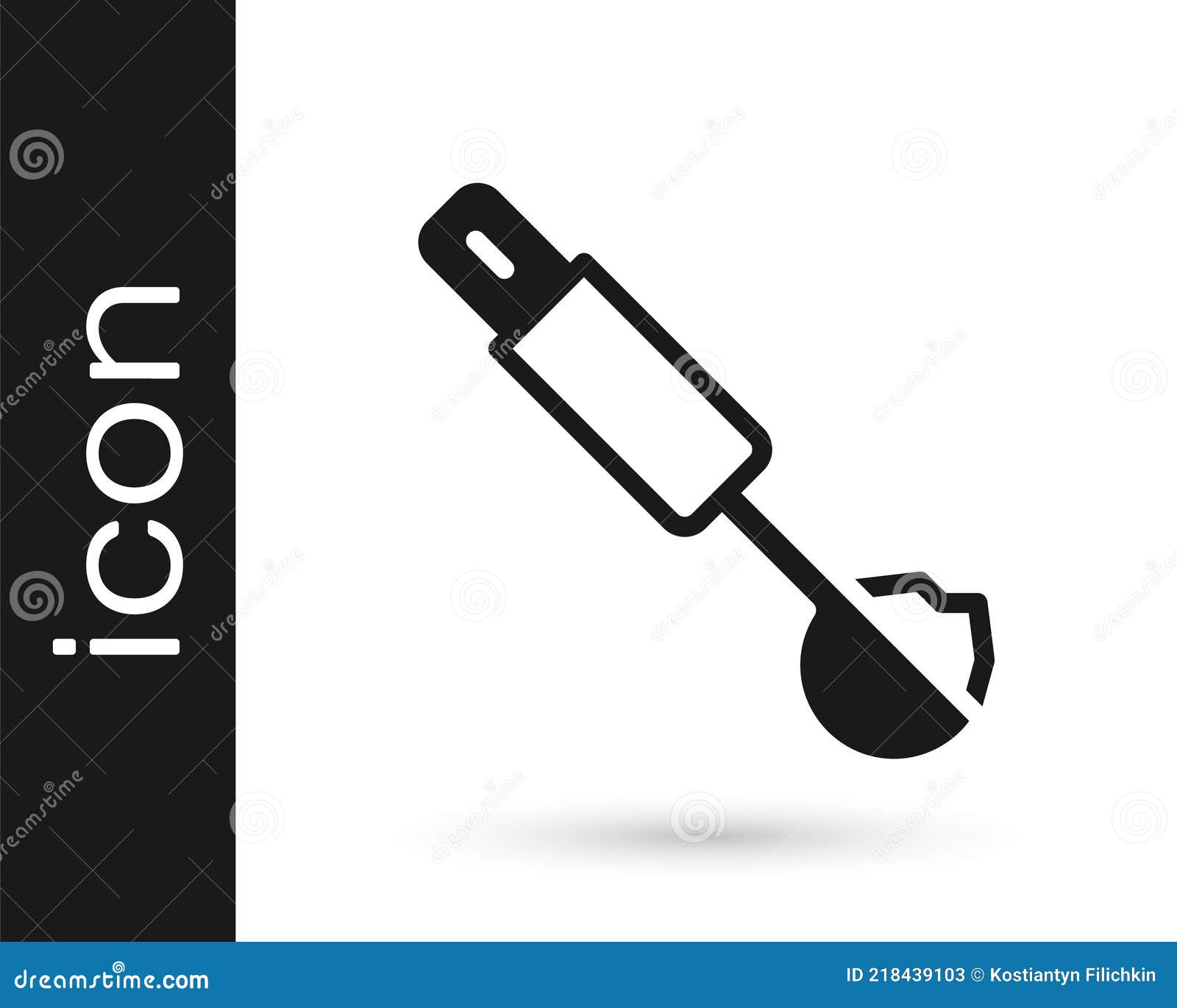 Black Measuring Spoon Icon Isolated on White Background. Vector Stock ...