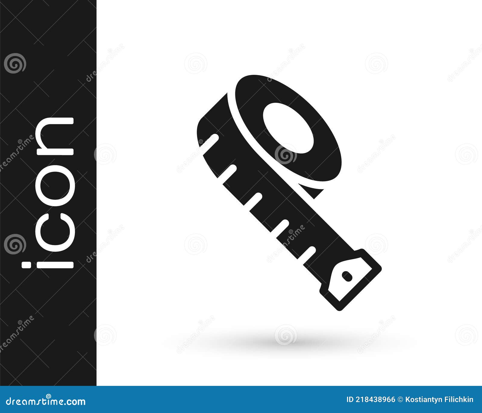 Black Measuring Tape Icon Isolated on White Background. Tape Measure ...