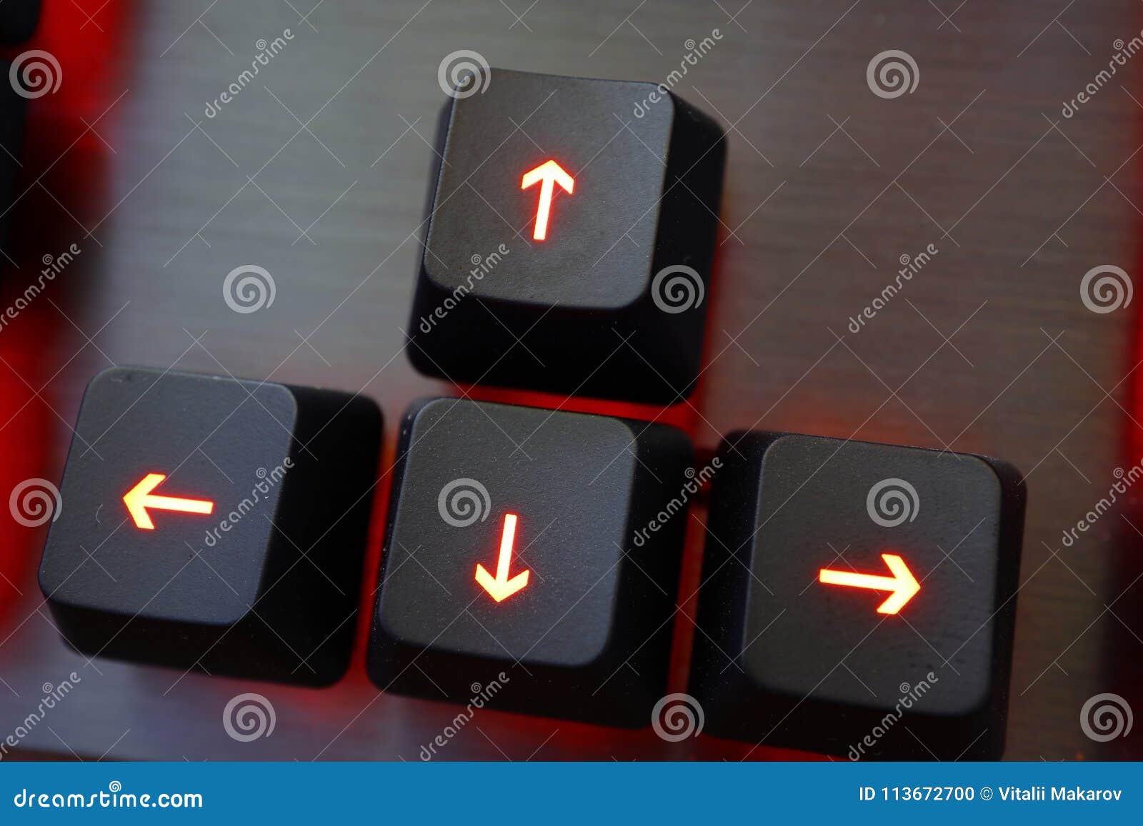 Black Mechanical Keyboard Buttons with Red Illumination Stock Photo ...