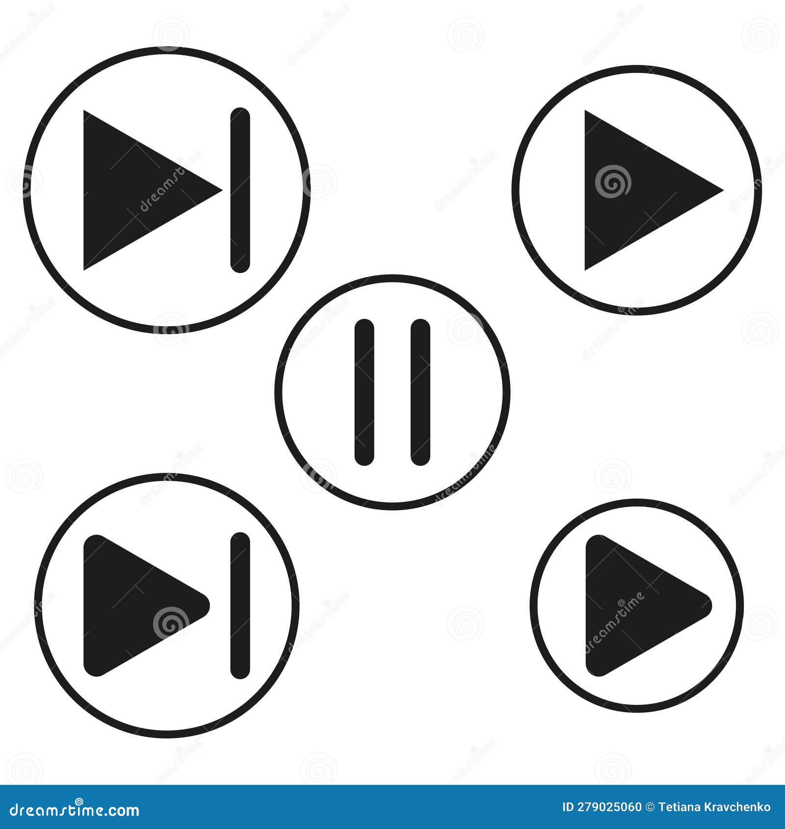 Black Media Player Buttons Collection. Vector Illustration Stock Vector ...