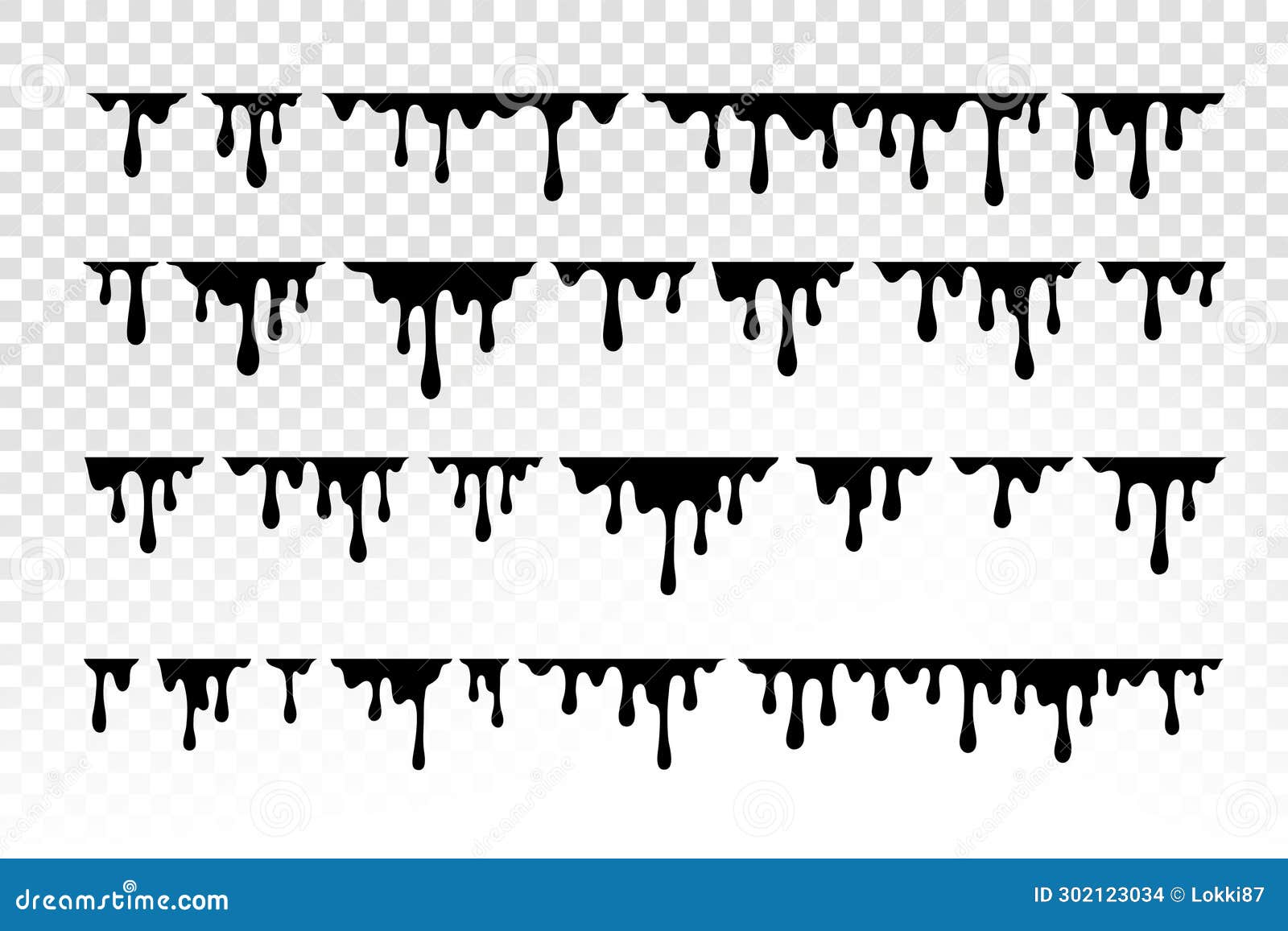 Black Melting Paint. Dripping Splatter And Dribble Brush Strokes With ...