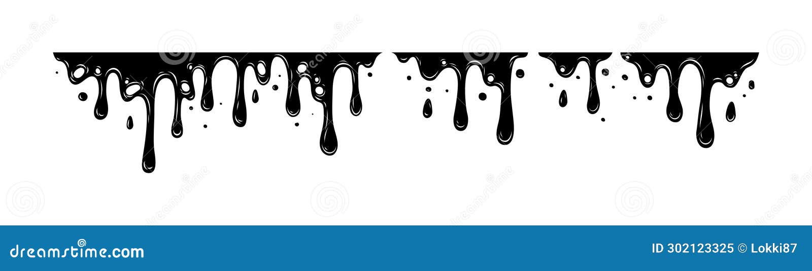 Black Melting Drips Paint Collection. Melt Drips Paint Abstract Liquid ...
