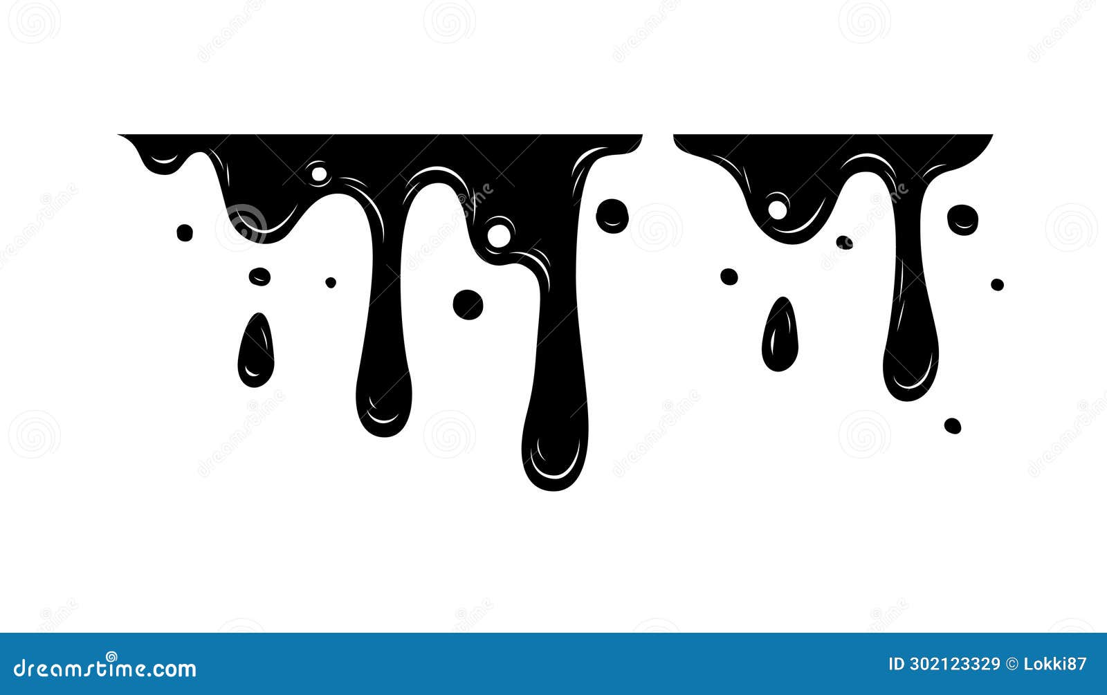 Black Melting Paint. Dripping Splatter And Dribble Brush Strokes With ...