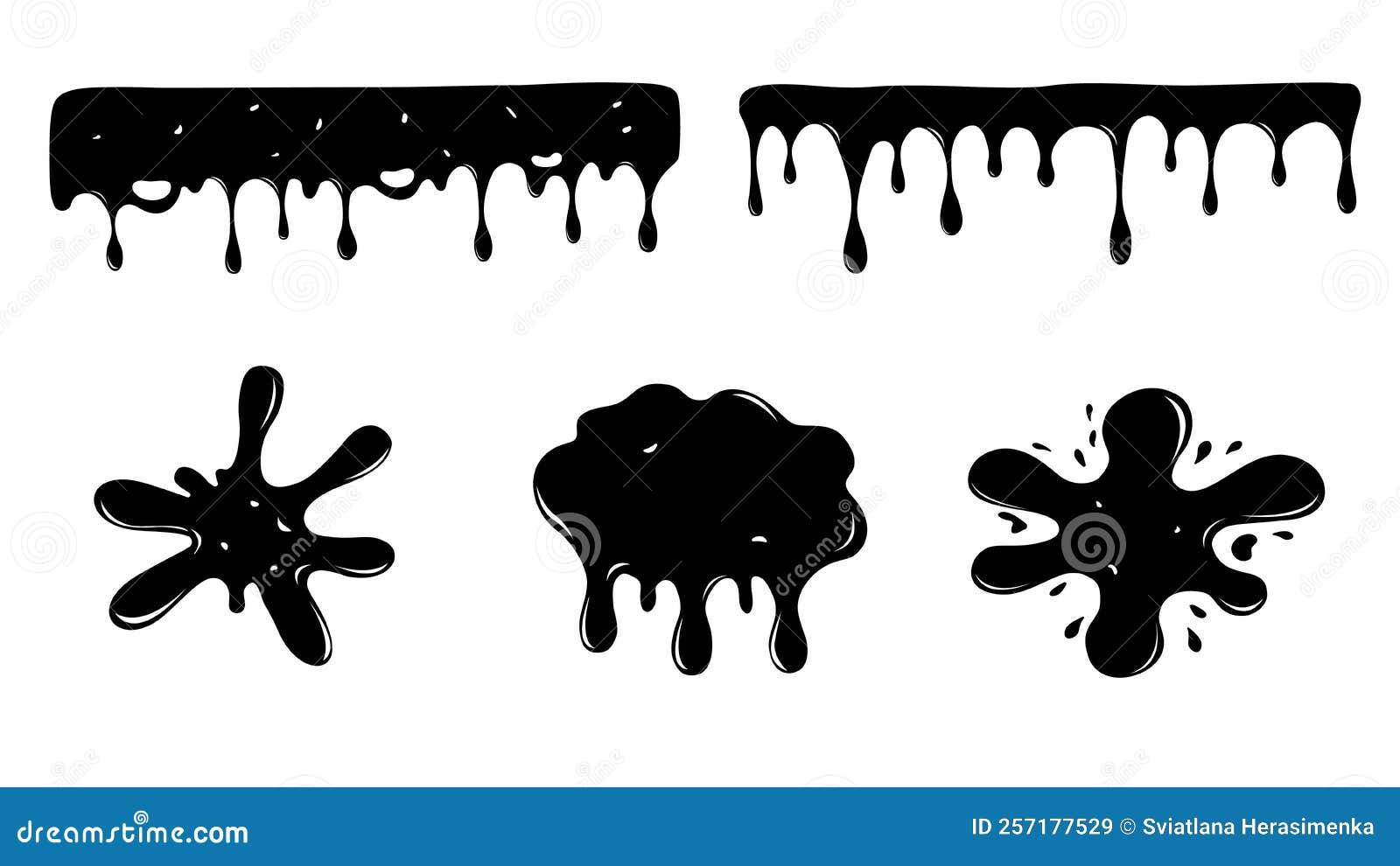 Black Melting Paint.Current Paint, Stains. Vector Black Melting Paint ...