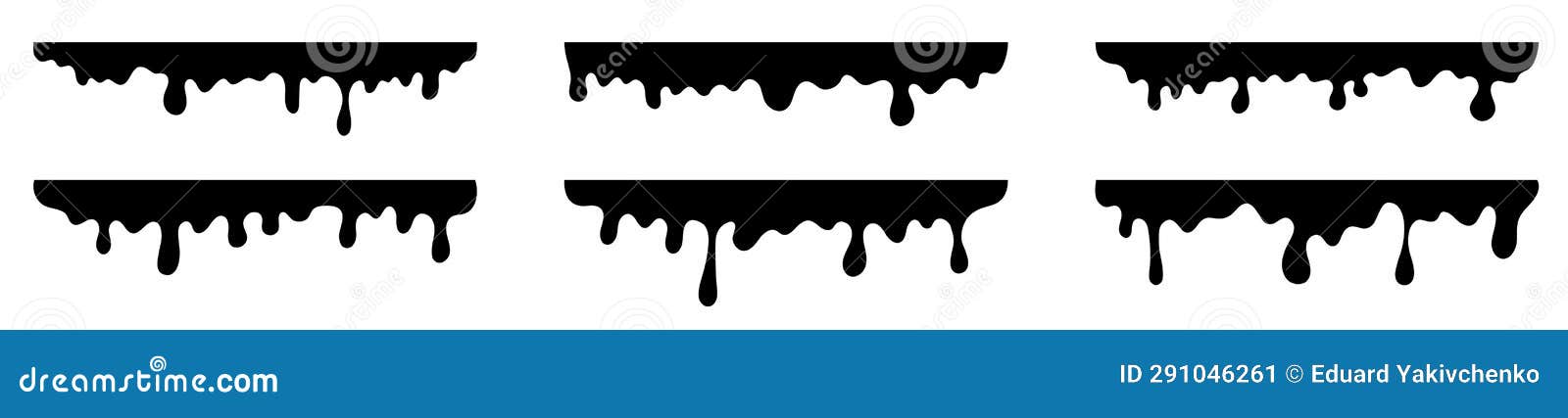 Black Melting Paint Abstract Liquid Vector Element. Borders And Drips ...