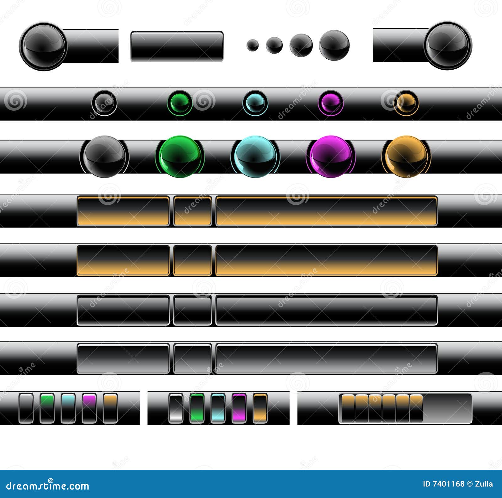 Black Menu Buttons Navigation Template Stock Vector - Illustration of ...