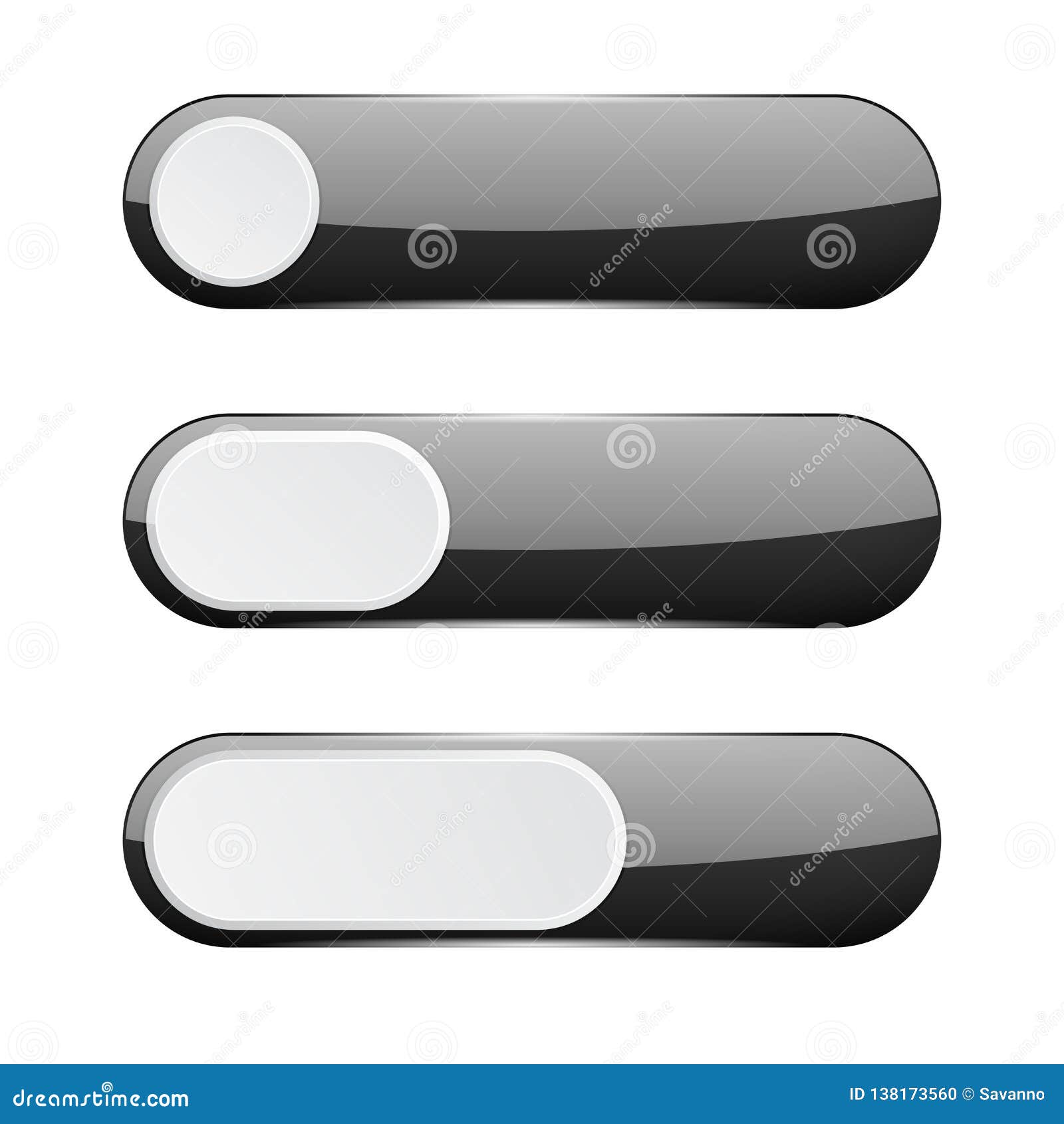 Black Menu Buttons. Web 3d Icons Stock Vector - Illustration of symbol ...