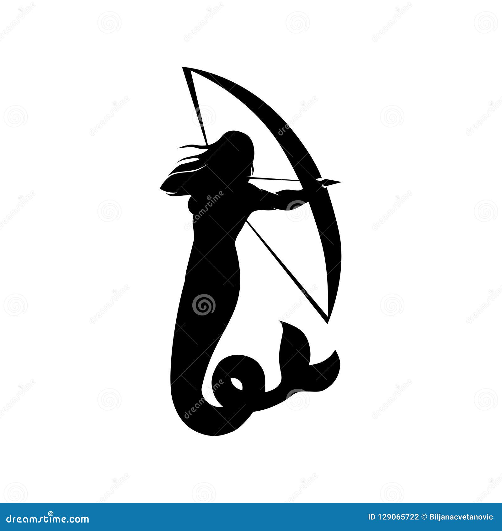 Black mermaid stock vector. Illustration of logo, archer - 129065722