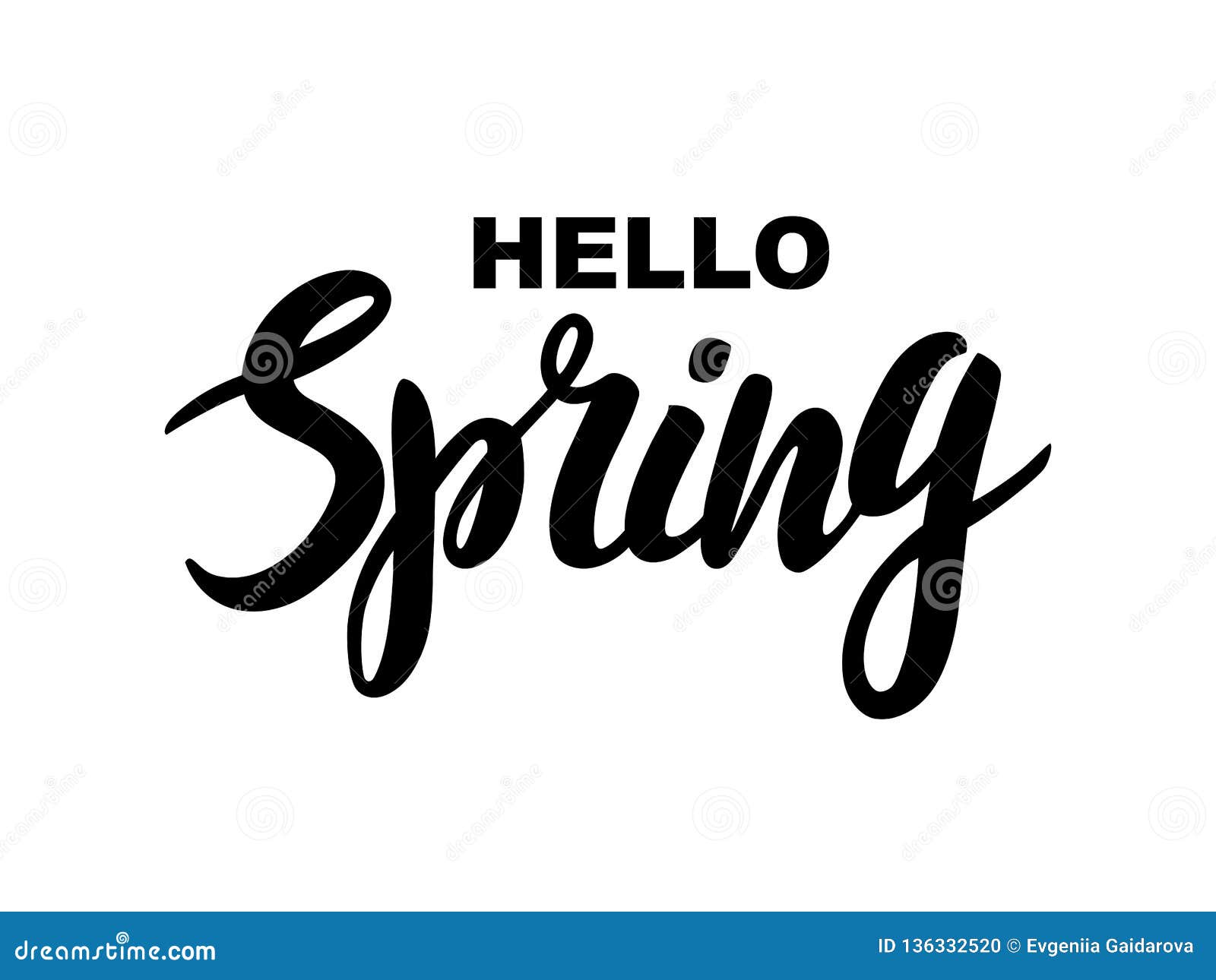 Black Message Hello Spring on White Background Stock Vector ...