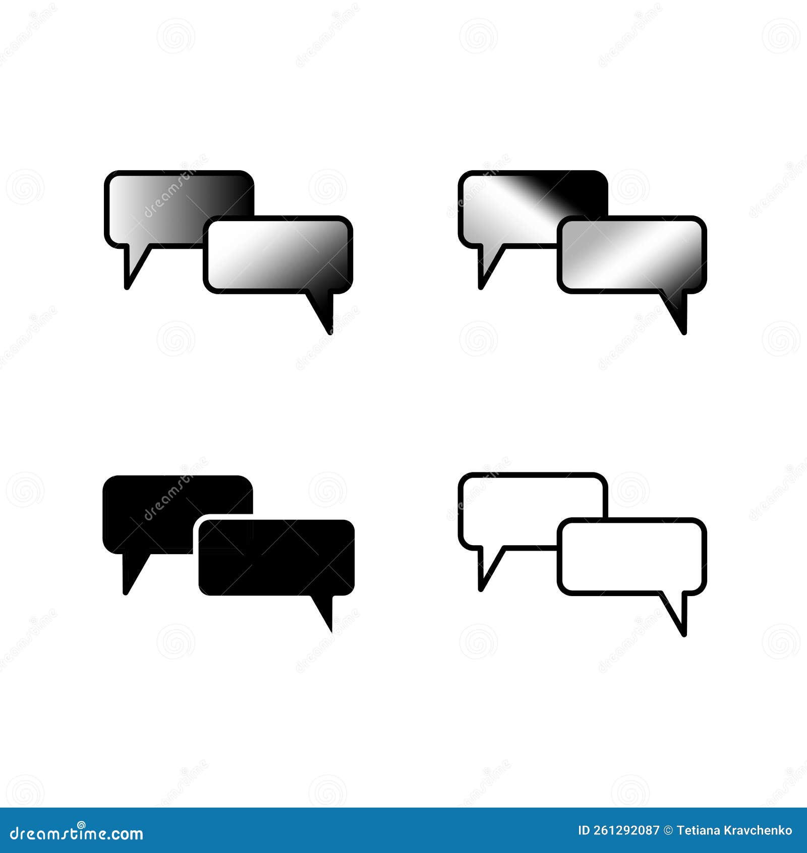 Black Message Icons. Chat Dialogue Bubble Text. Vector Illustration ...