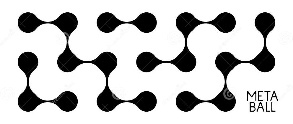 Black Metaballs Set Liquid Connected Dots Morph Blobs Pattern Collection Thin Integration