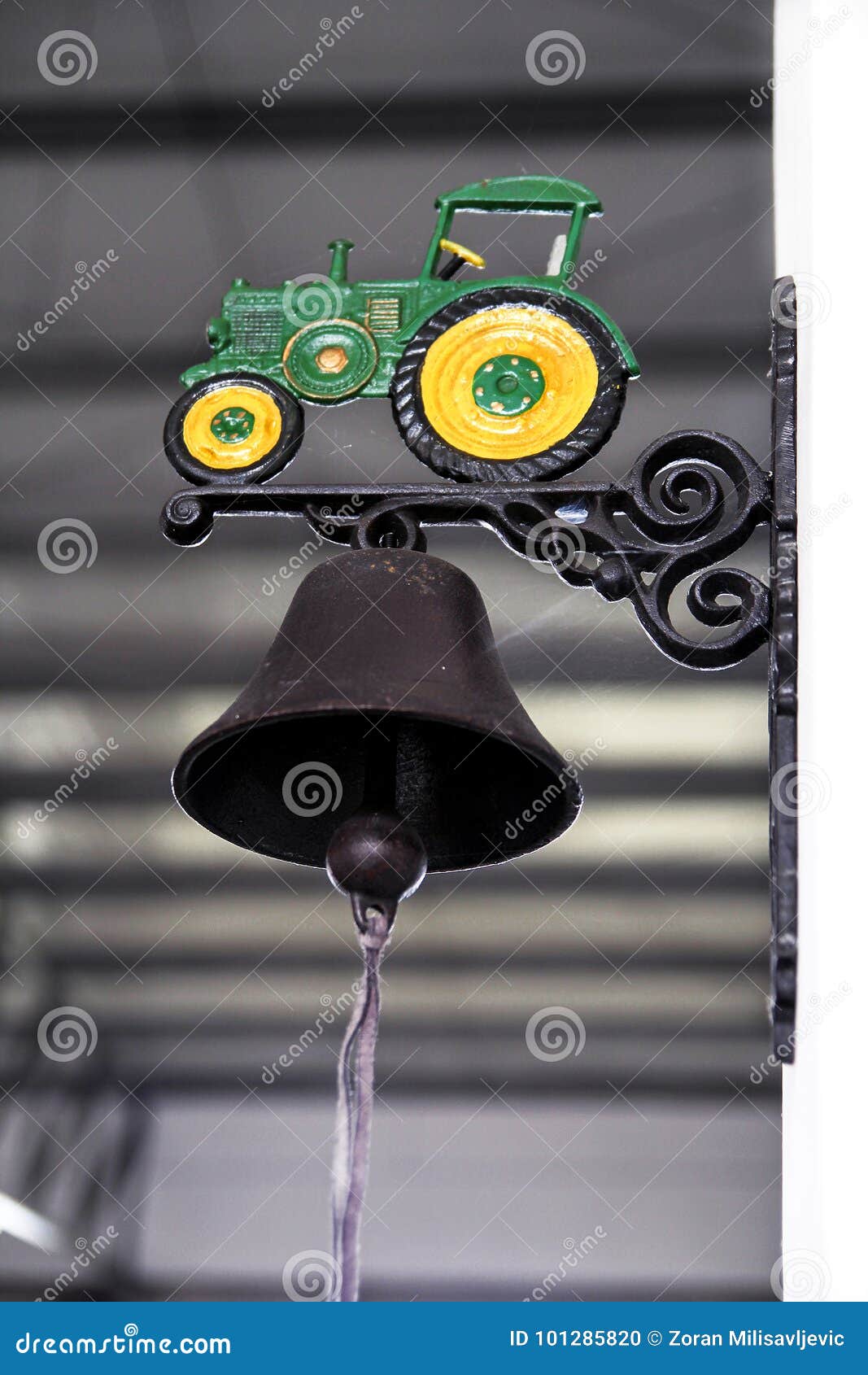 Black Metal Bell with a Tractor Editorial Image - Image of cvintage ...
