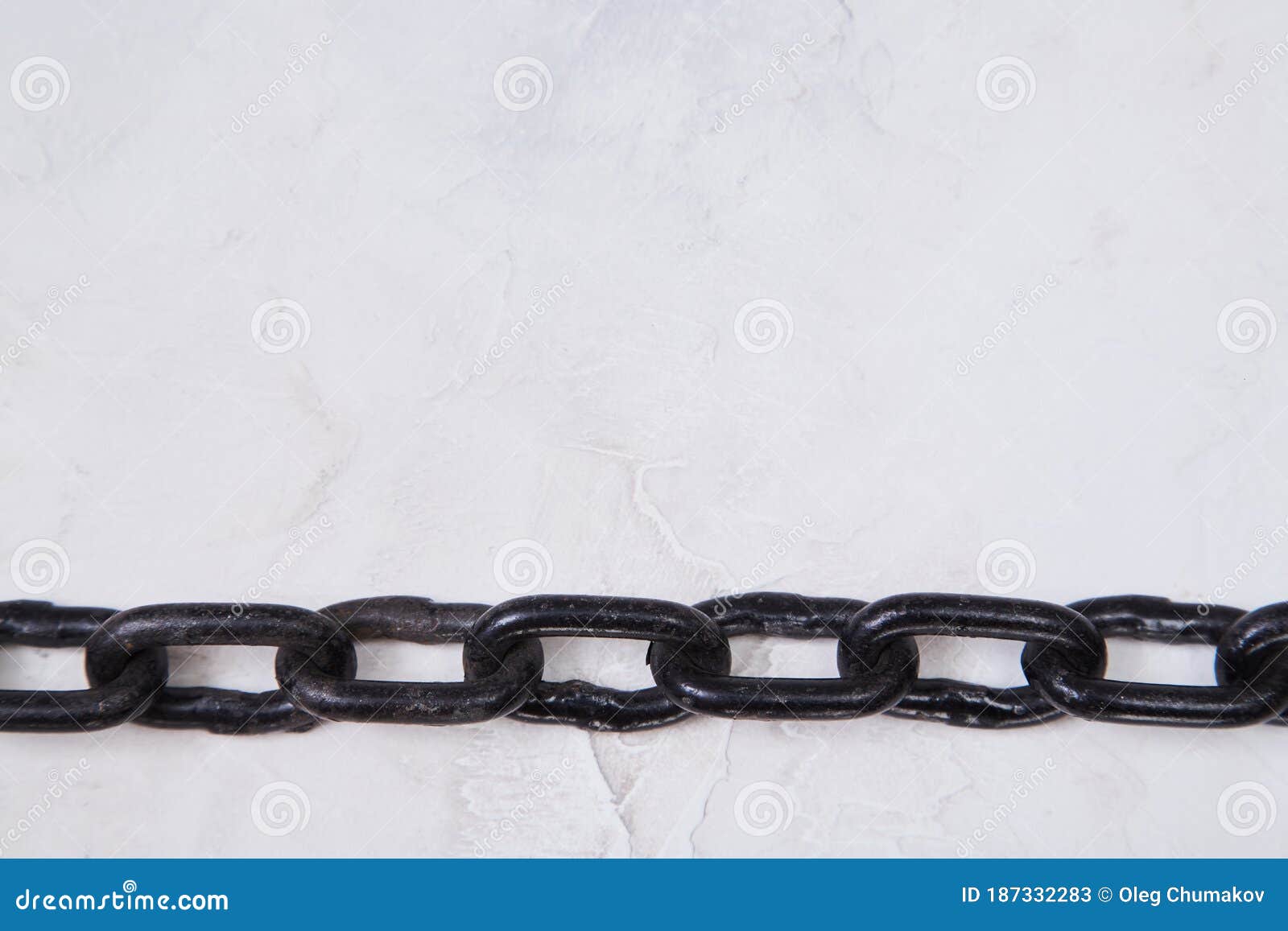 Black Metal Chain Isolated on White Textured Background. Connected ...