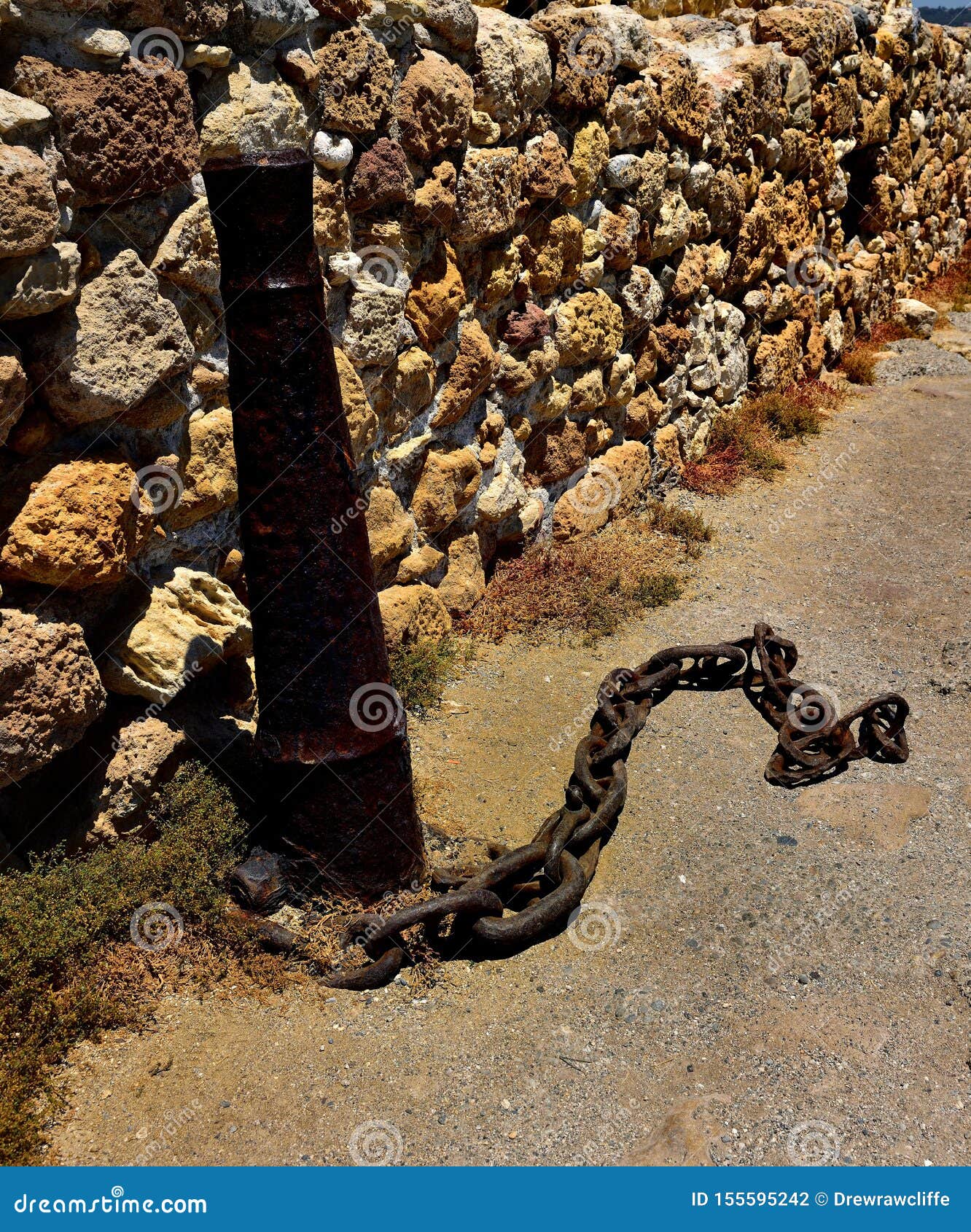 Black metal chain and post stock photo. Image of roadway - 155595242