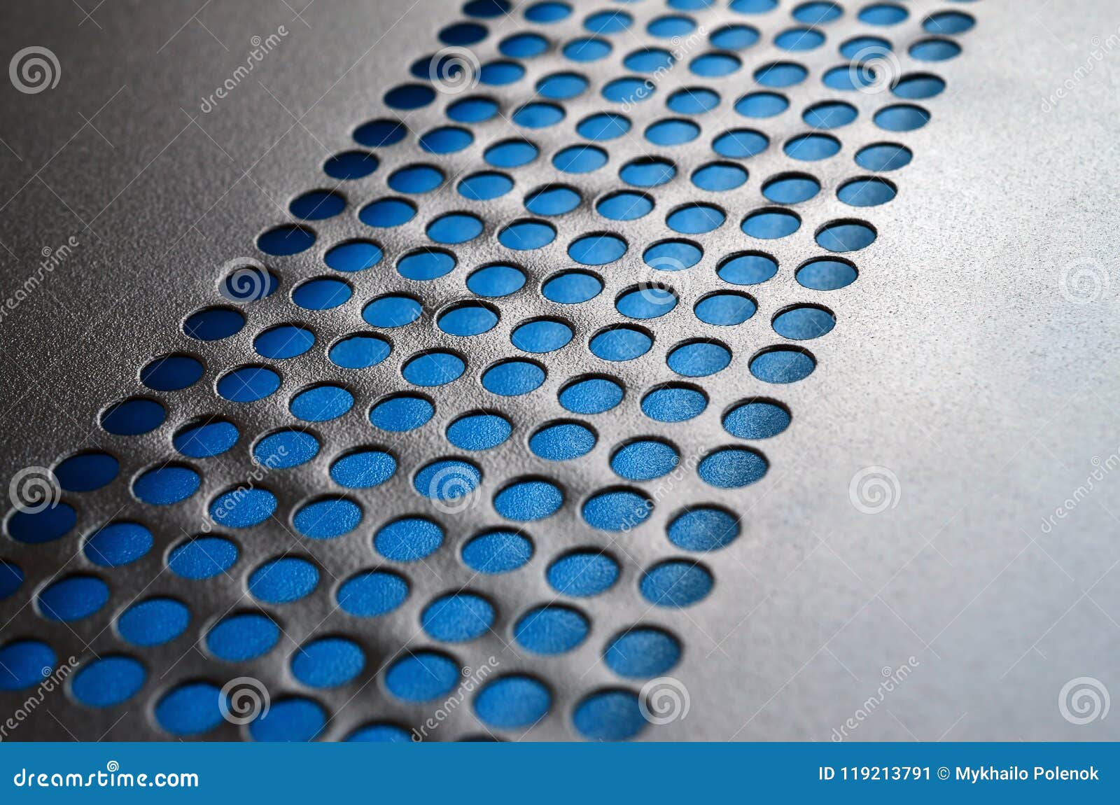 Black Metal Computer Case Panel Mesh with Holes on Blue Backgrou Stock ...