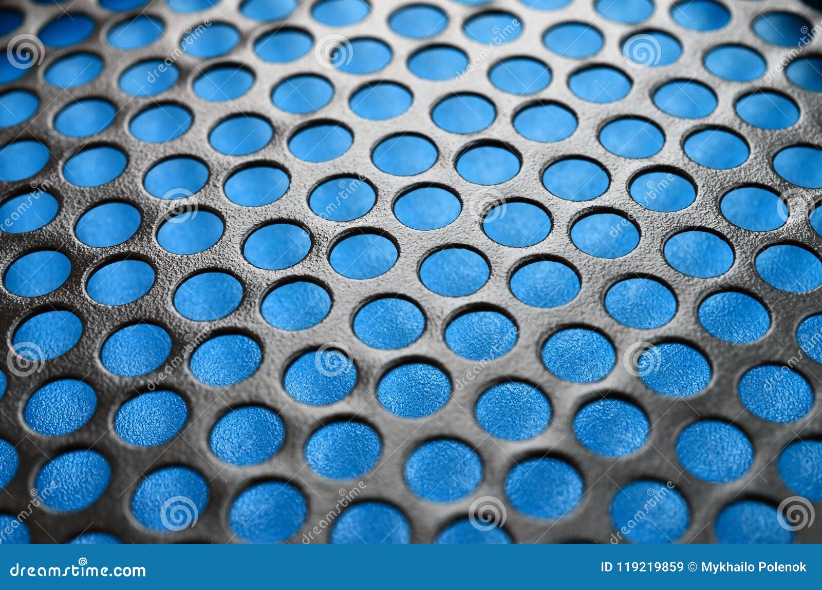 Black Metal Computer Case Panel Mesh with Holes on Blue Backgrou Stock ...