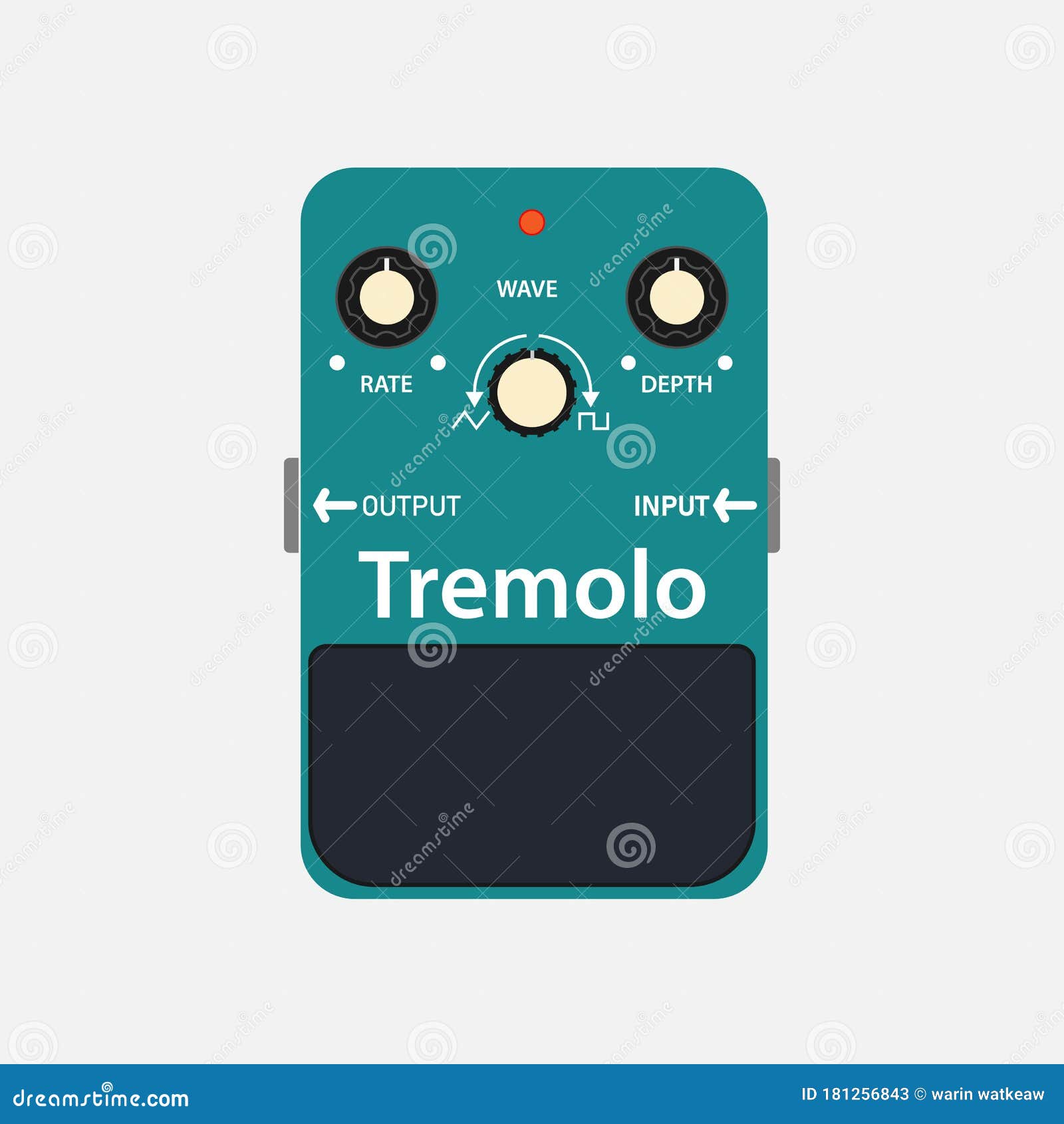 Green Vintage Tremolo Guitar Stomp Box Effect. Stock Vector ...