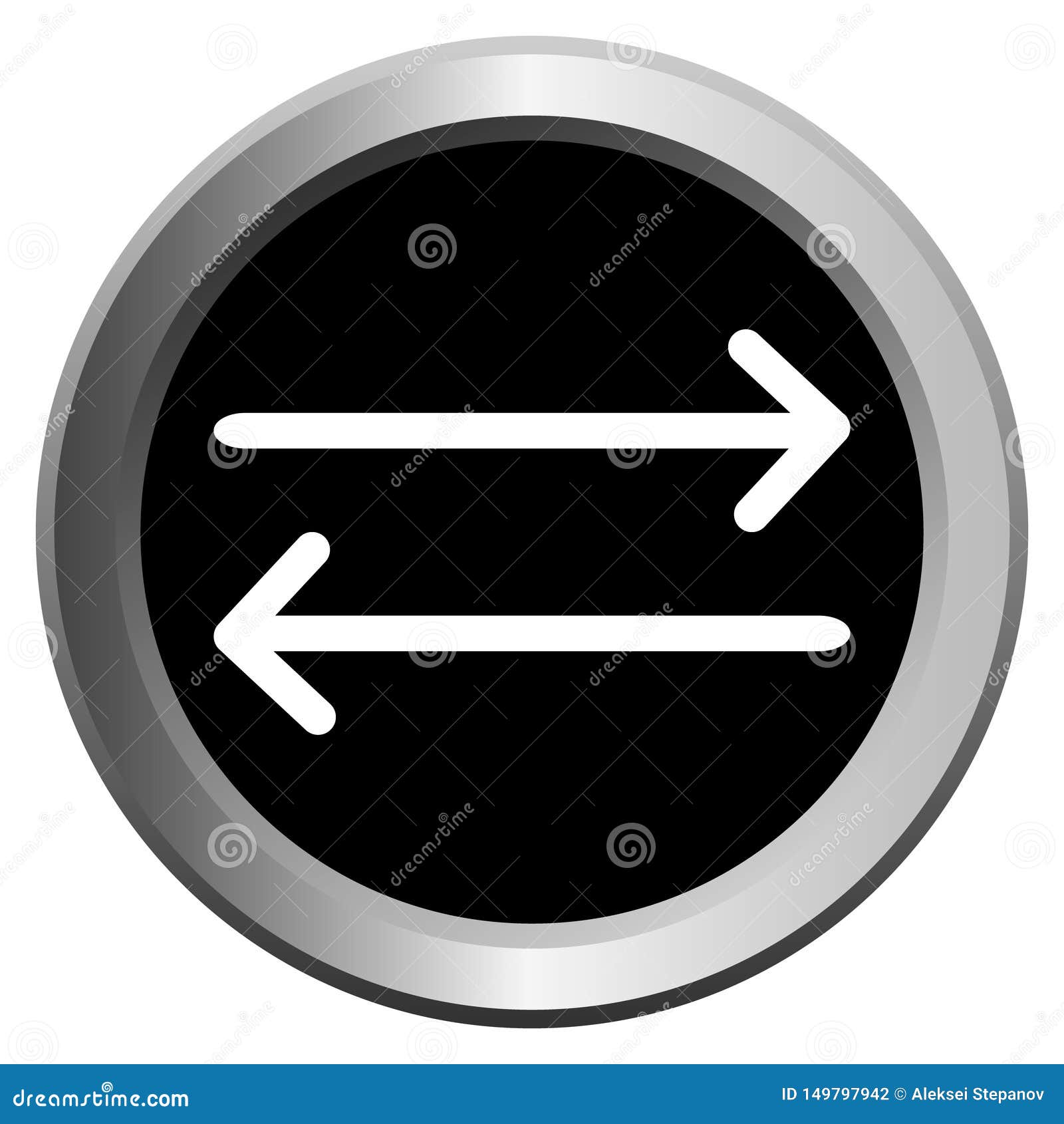 Black with Metal Edging Web Buttons with Two White Arrows in Different ...