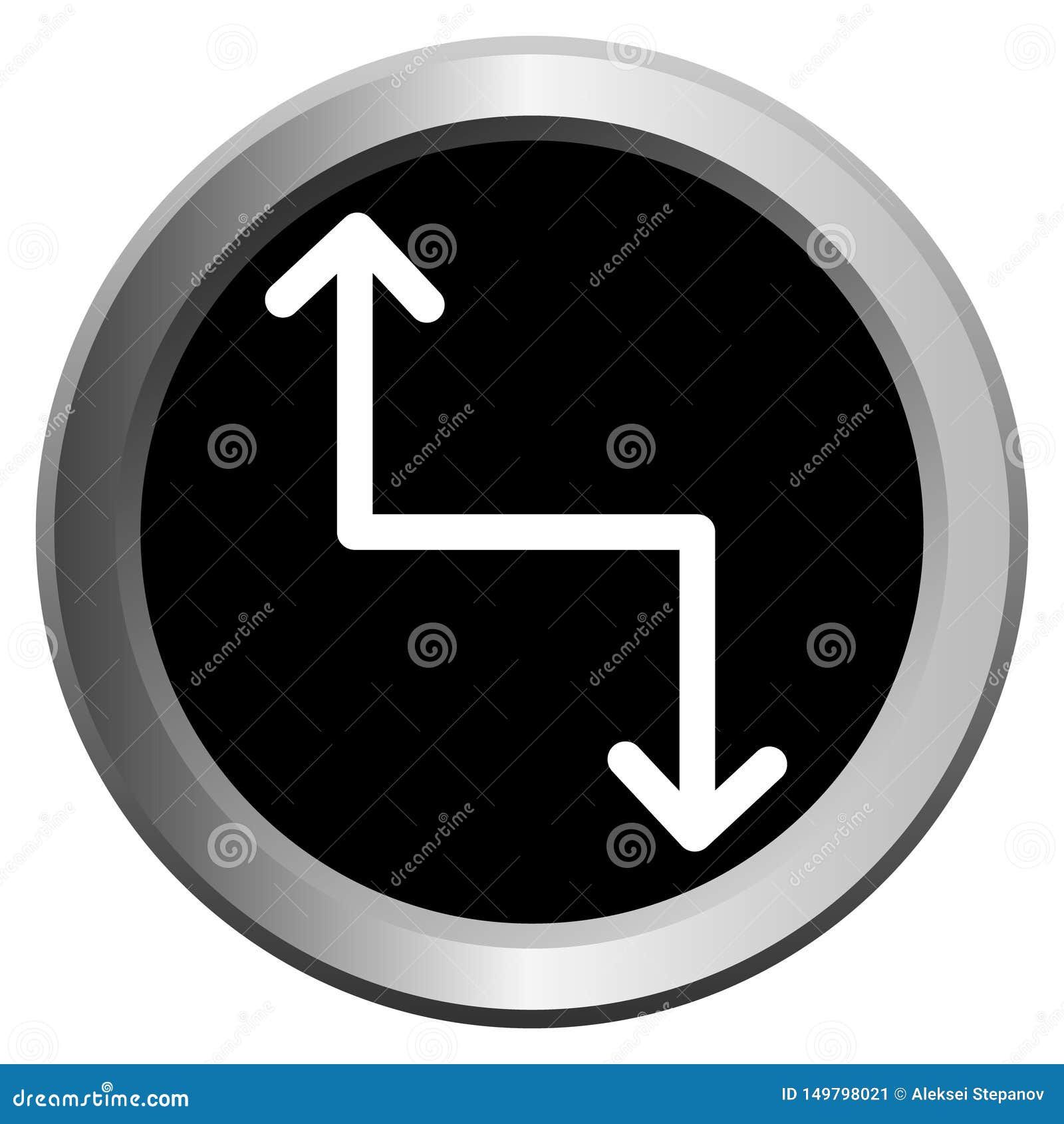 Black with Metal Edging Web Buttons with Two White Arrows in Different ...