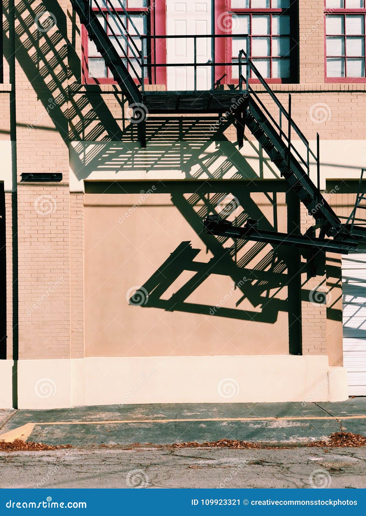 Black Metal Escape Ladder At Daytime Picture. Image: 109923321