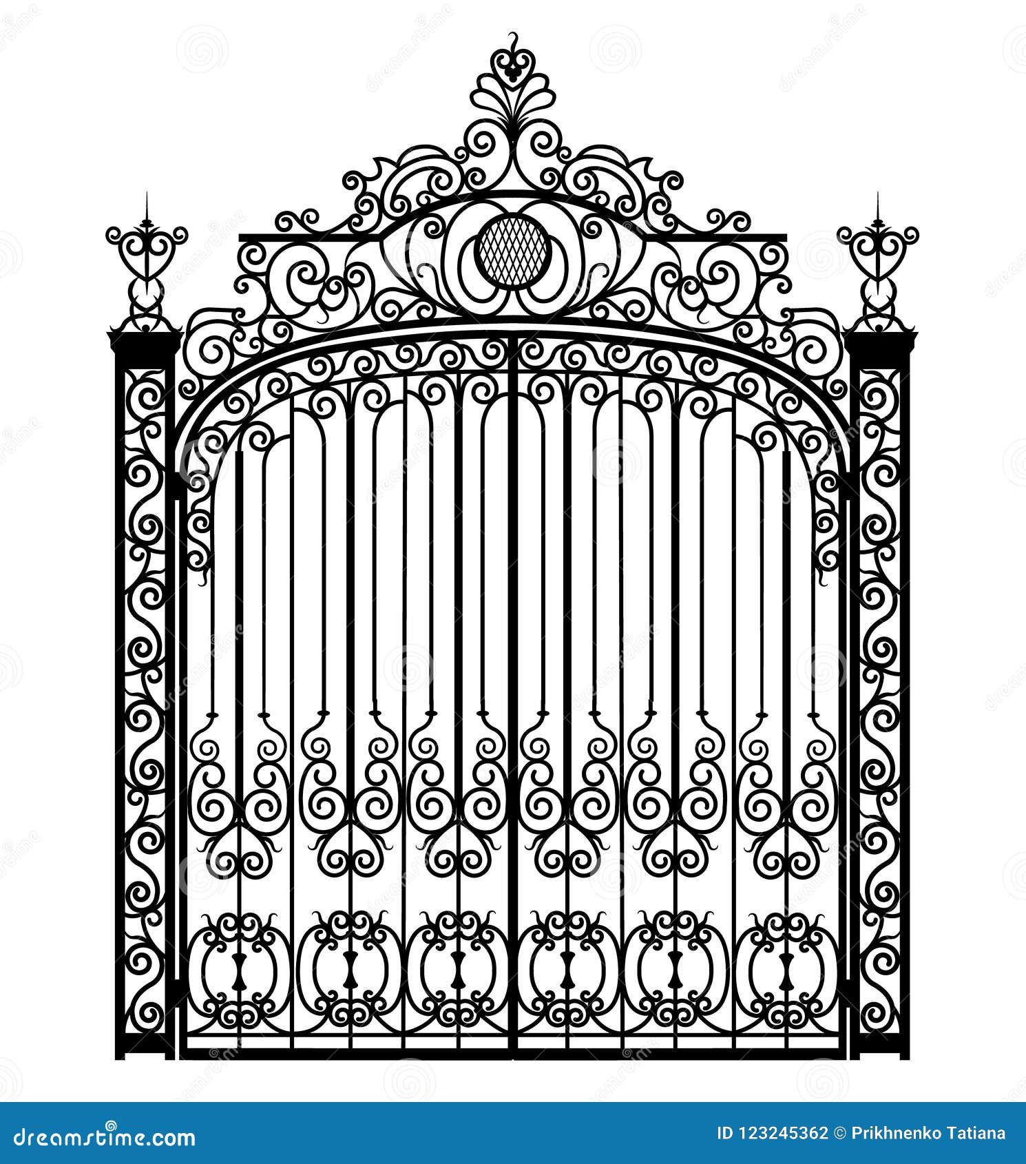 Black metal gate stock vector. Illustration of decorative - 123245362