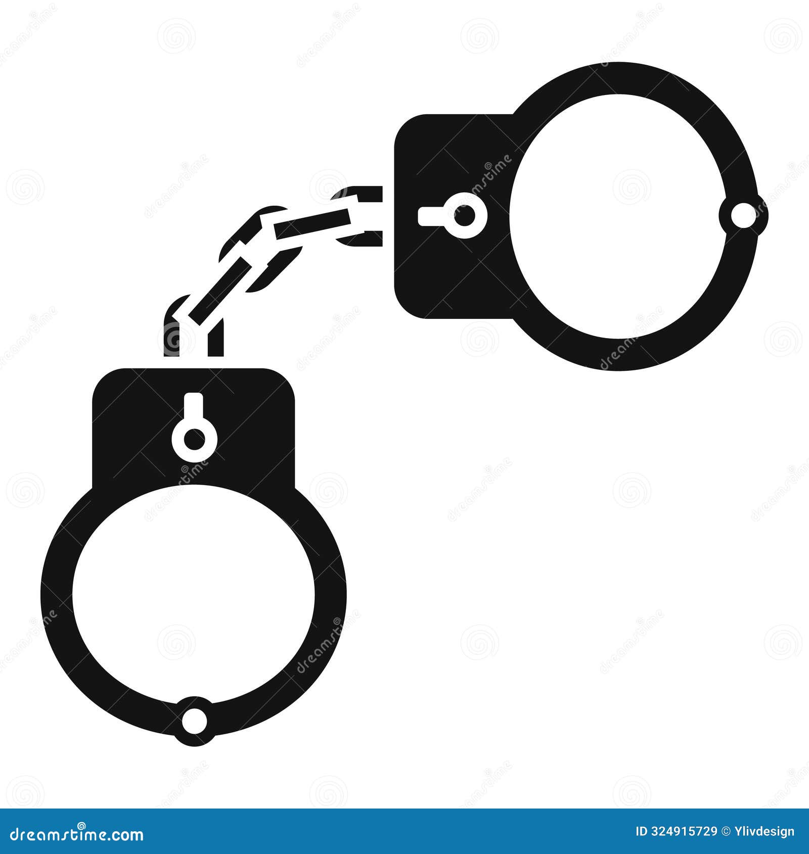 Black Metal Handcuffs Locked with Chain Restraining Stock Vector ...
