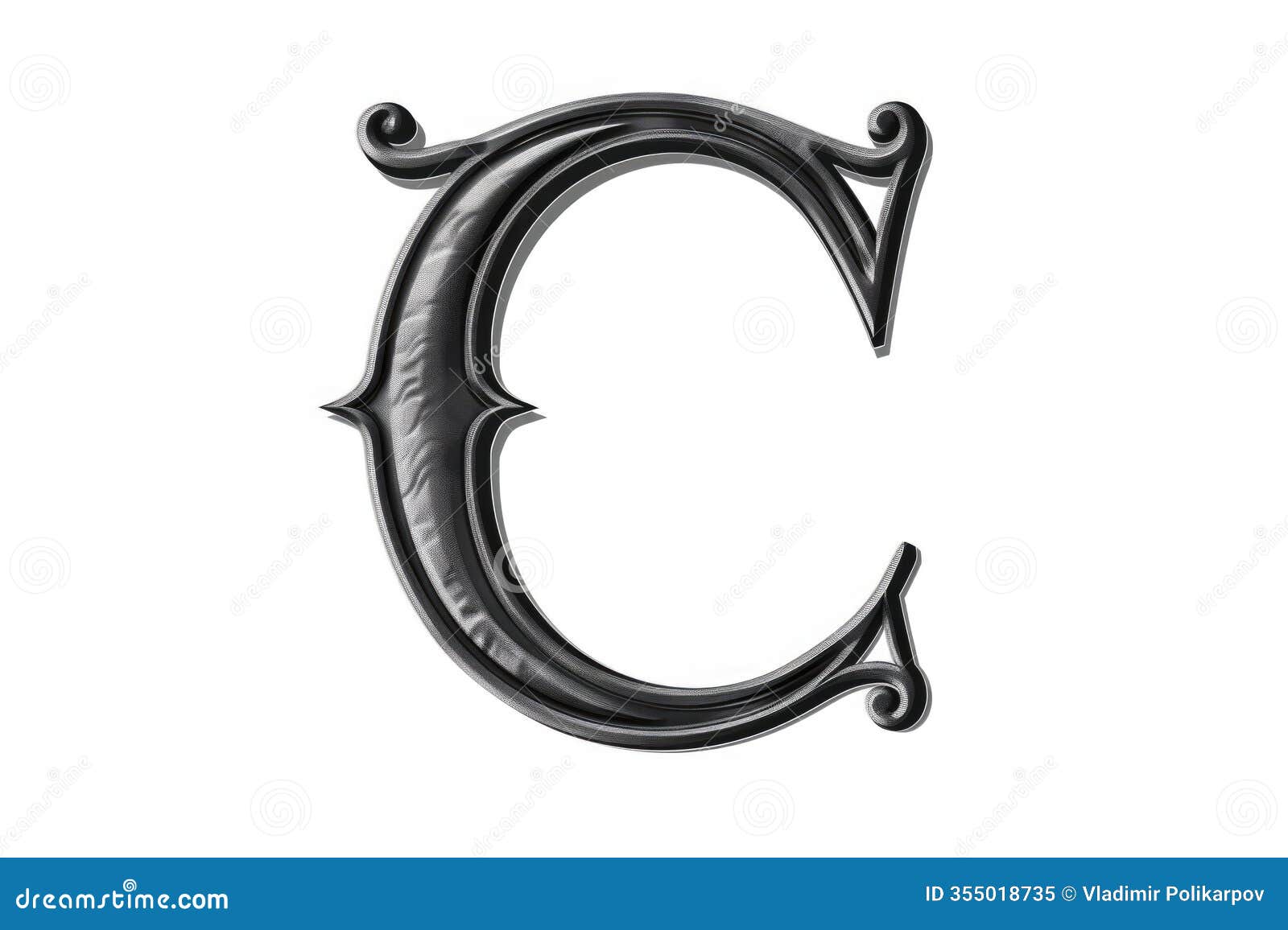 Black Metal Letter C, Suitable for Design Projects Stock Image - Image ...