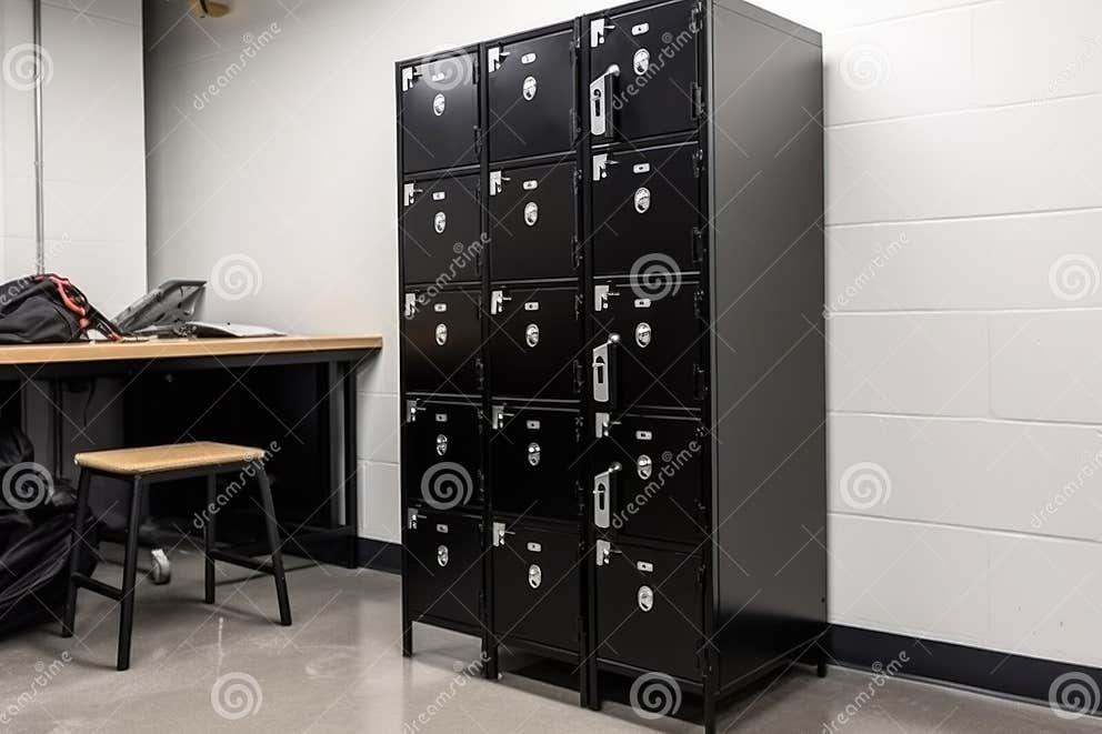 Black Metal Locker with Combination Lock and Key, for Secure Storage ...